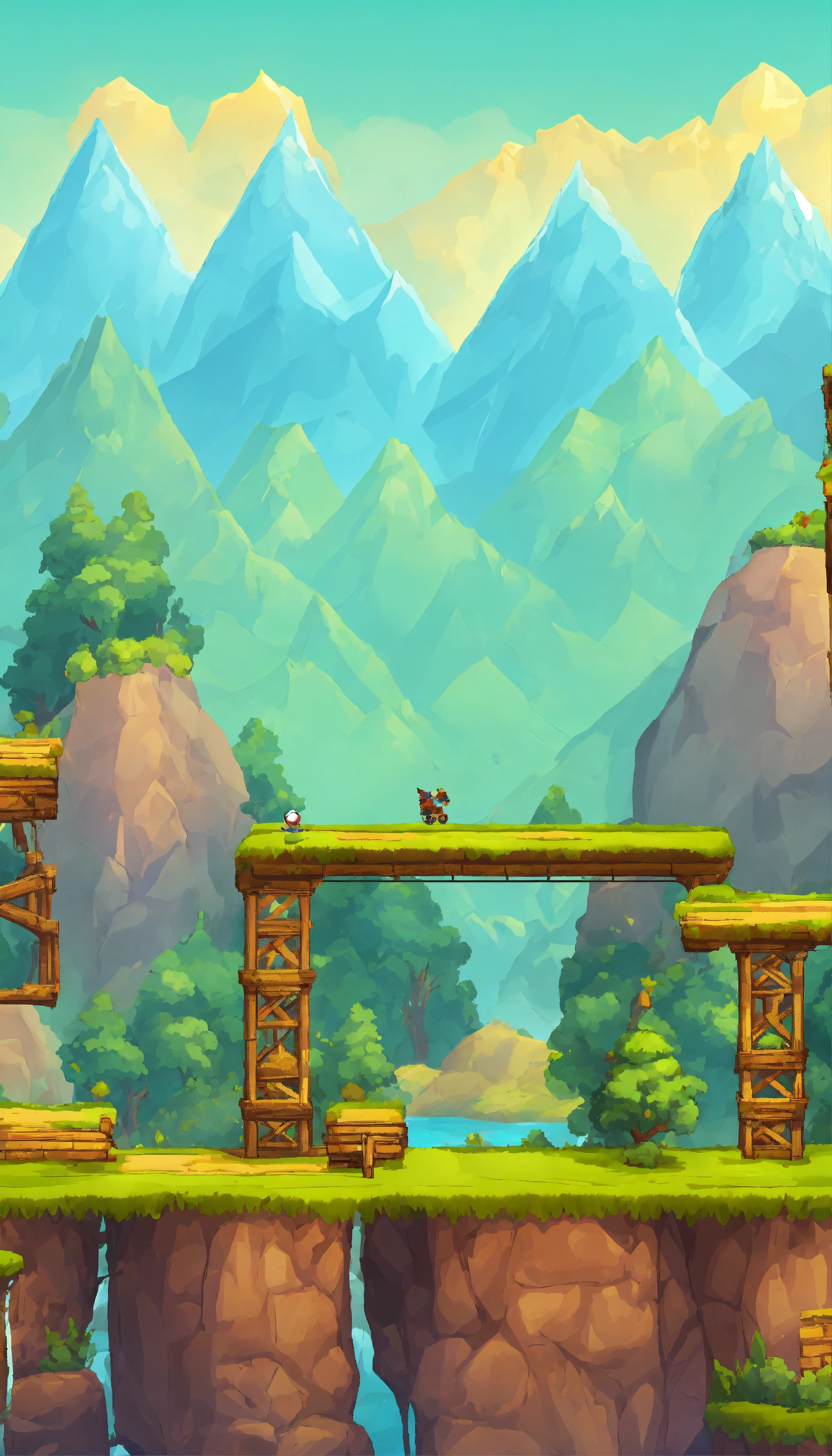 Lexica - Side-scrolling mobile platform game mountains with main platform