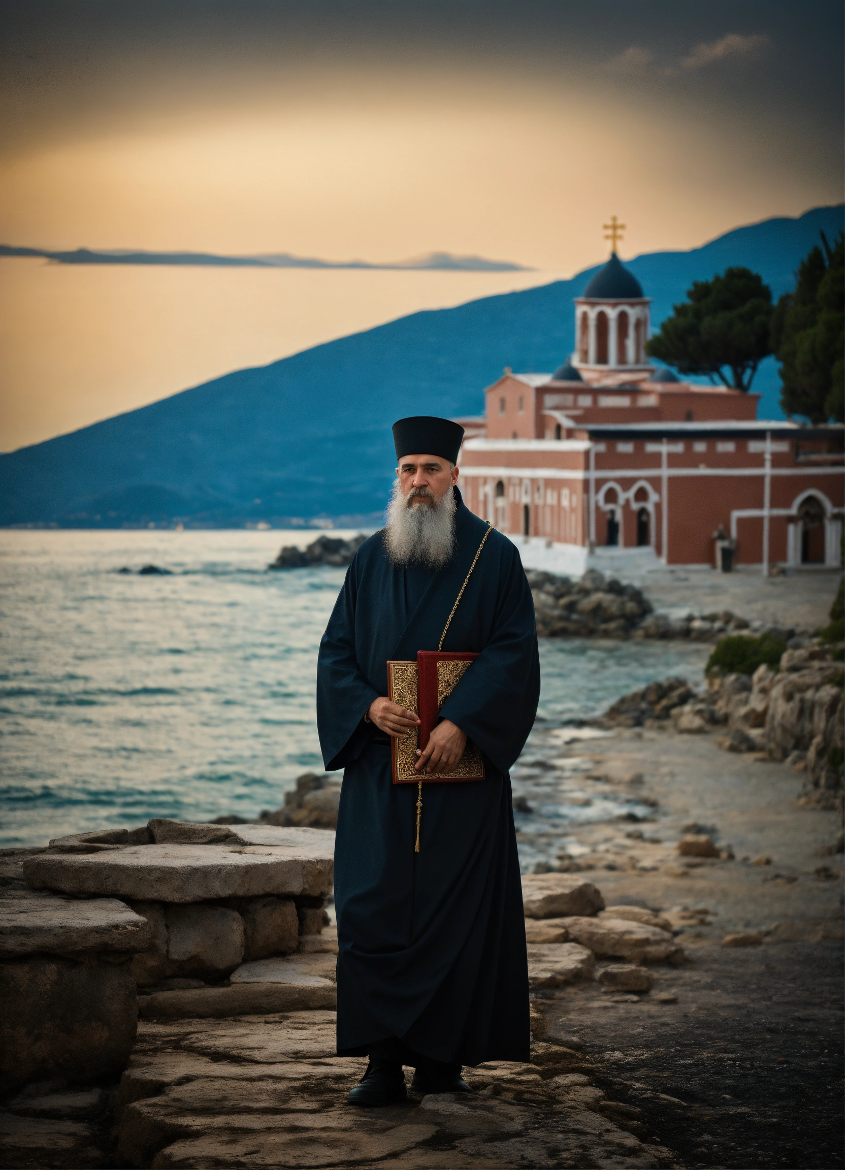 Lexica - A orthodox monk in front of a monastery in Mount Athos and on ...