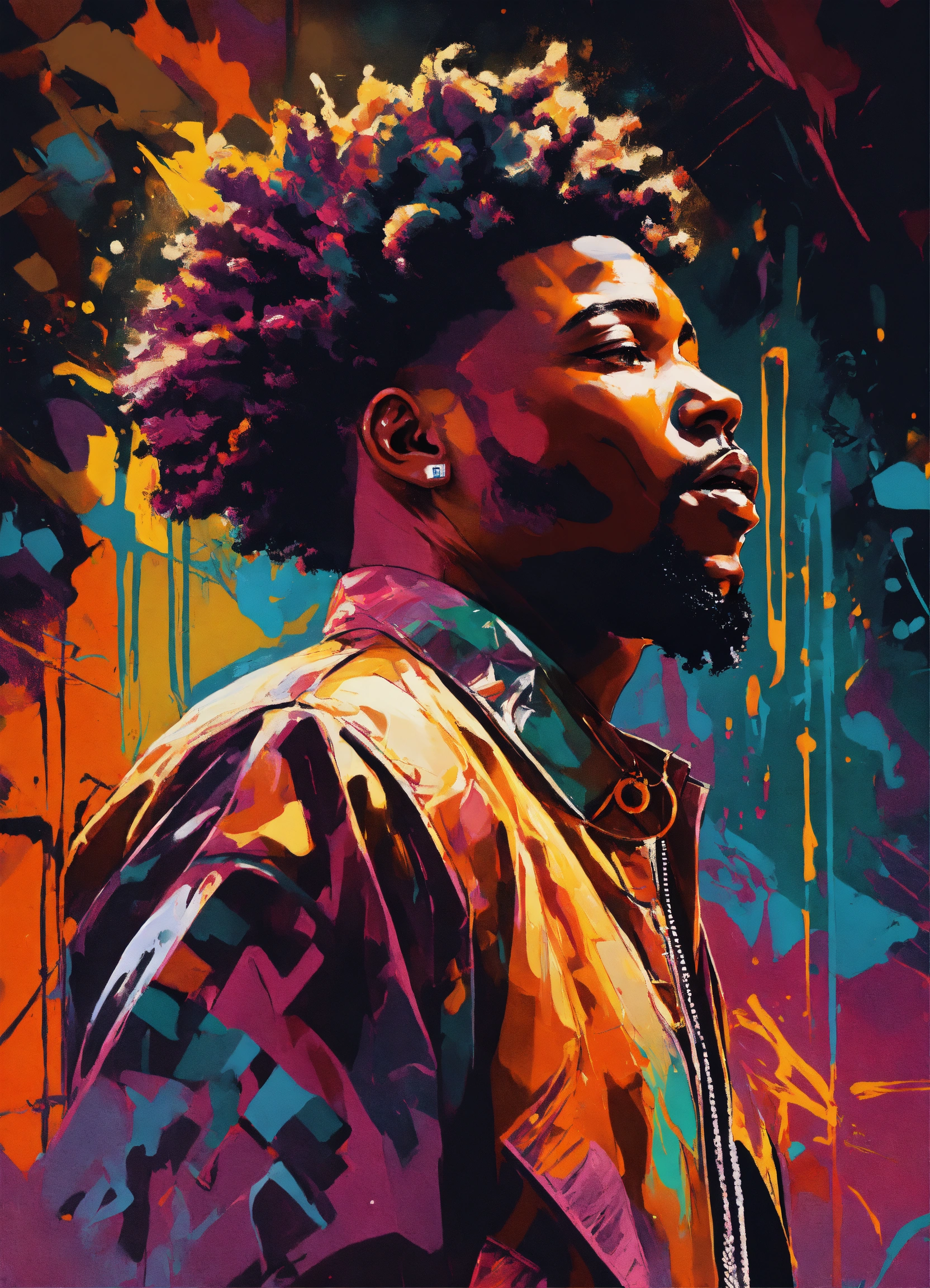 Lexica - "African American rapper surrounded by a dynamic graffiti ...