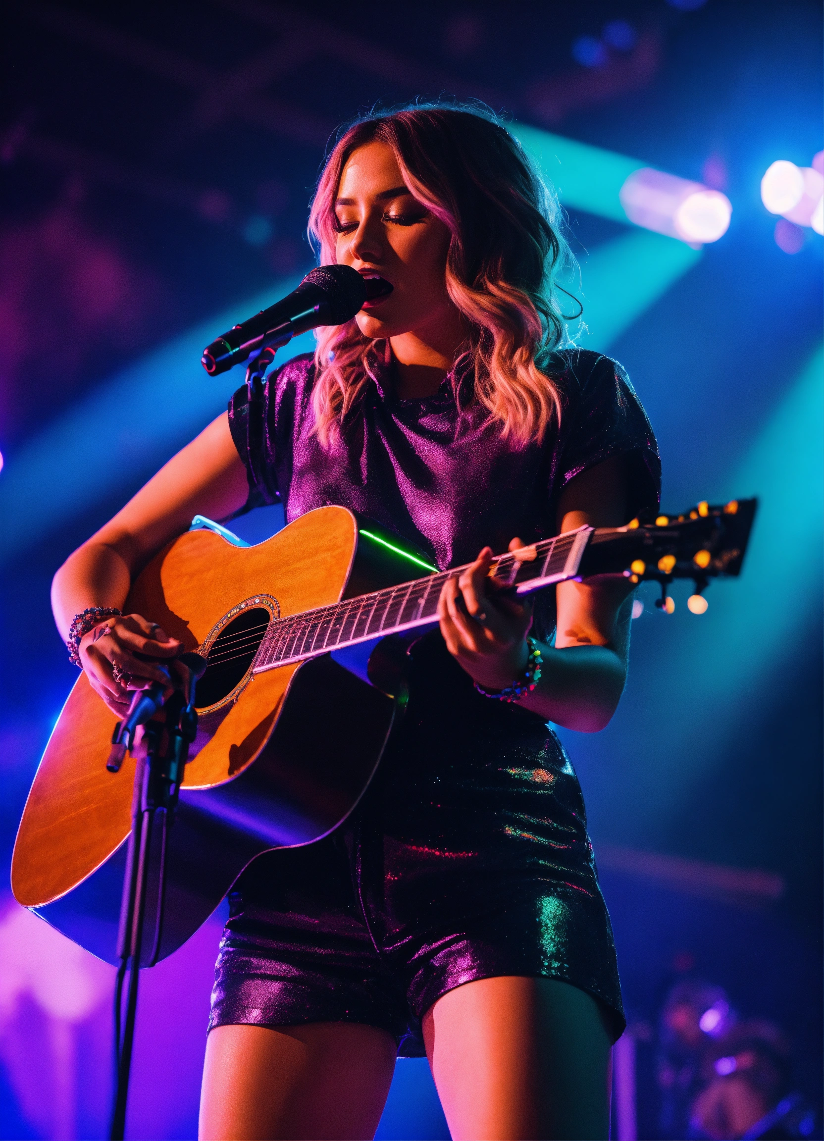 Lexica - Cinematic photography, modern, female singer on stage ...