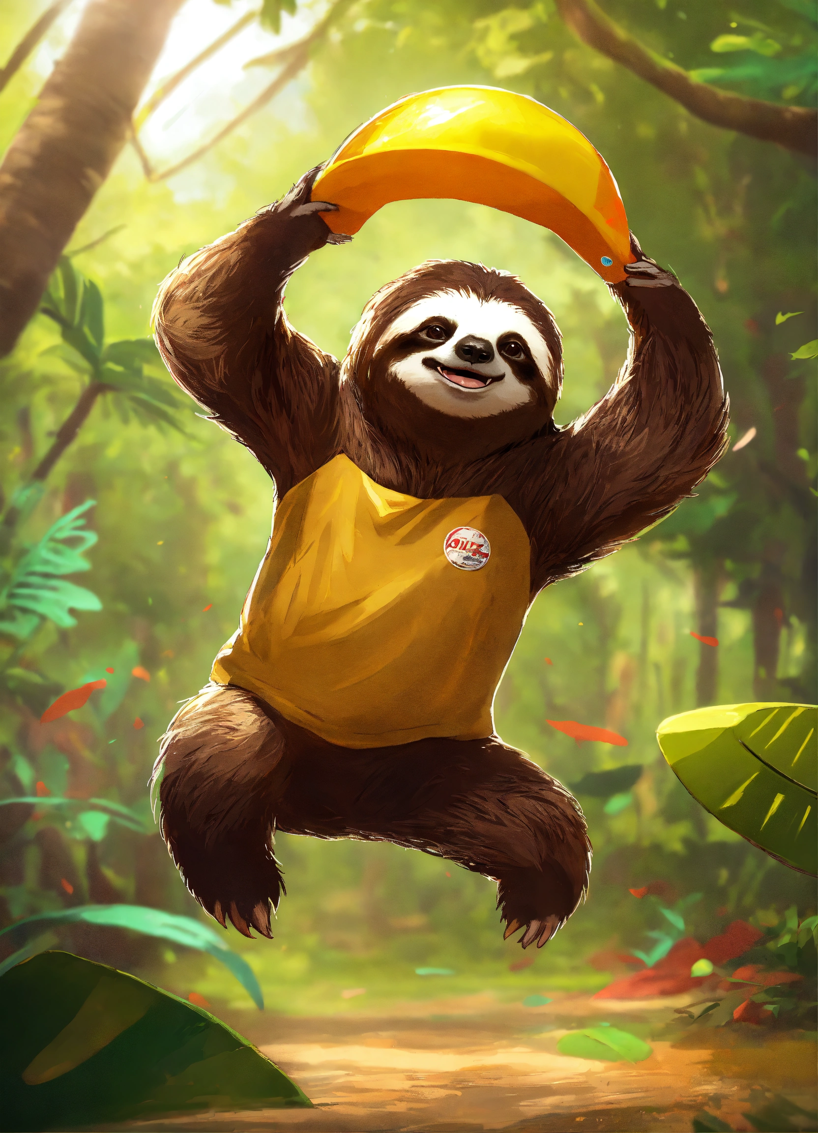 Lexica - A sloth throwing a frisbee, trending on artstation
