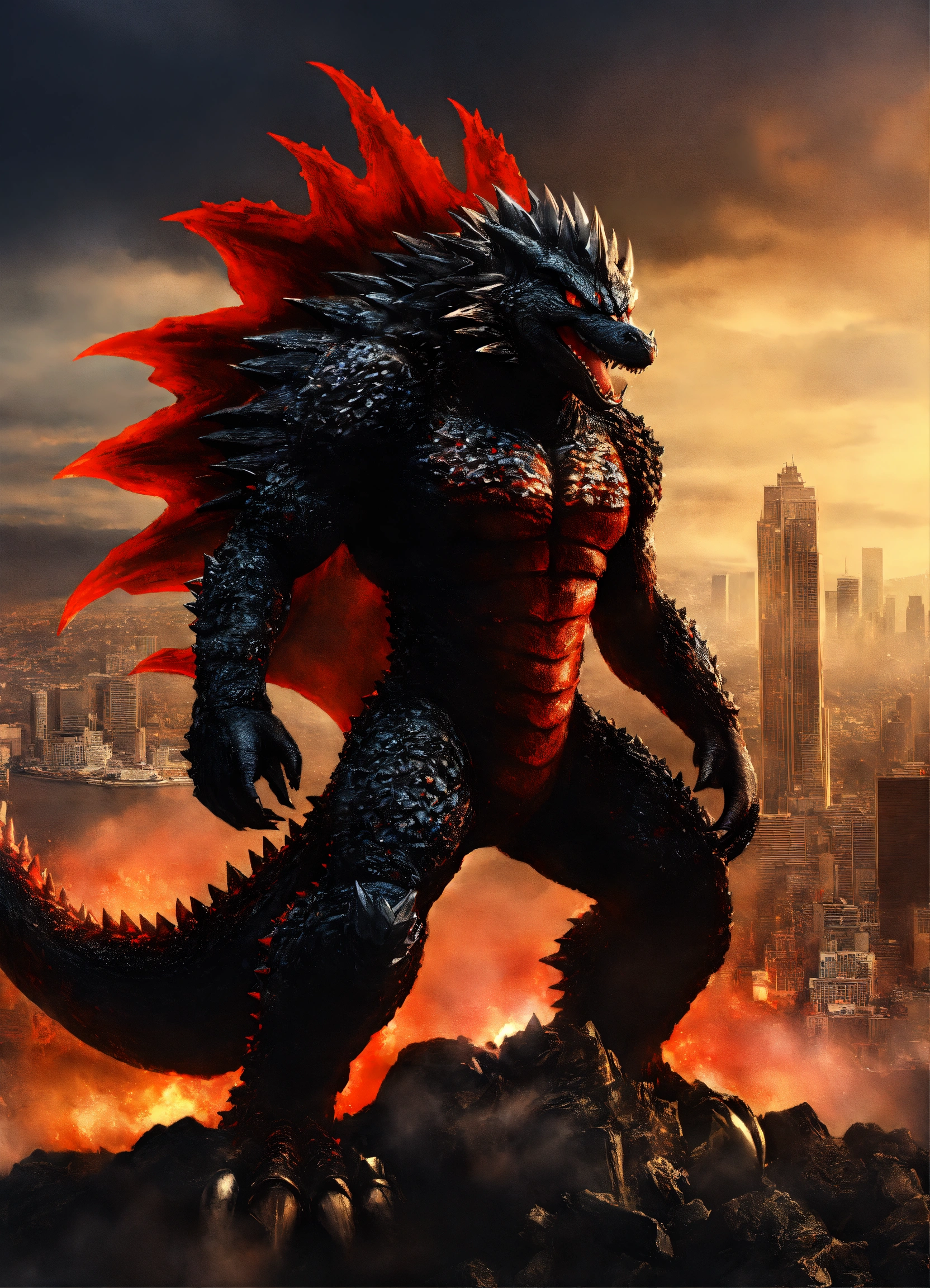 Lexica - Shadow the Hedgehog as godzilla, realistic 4k