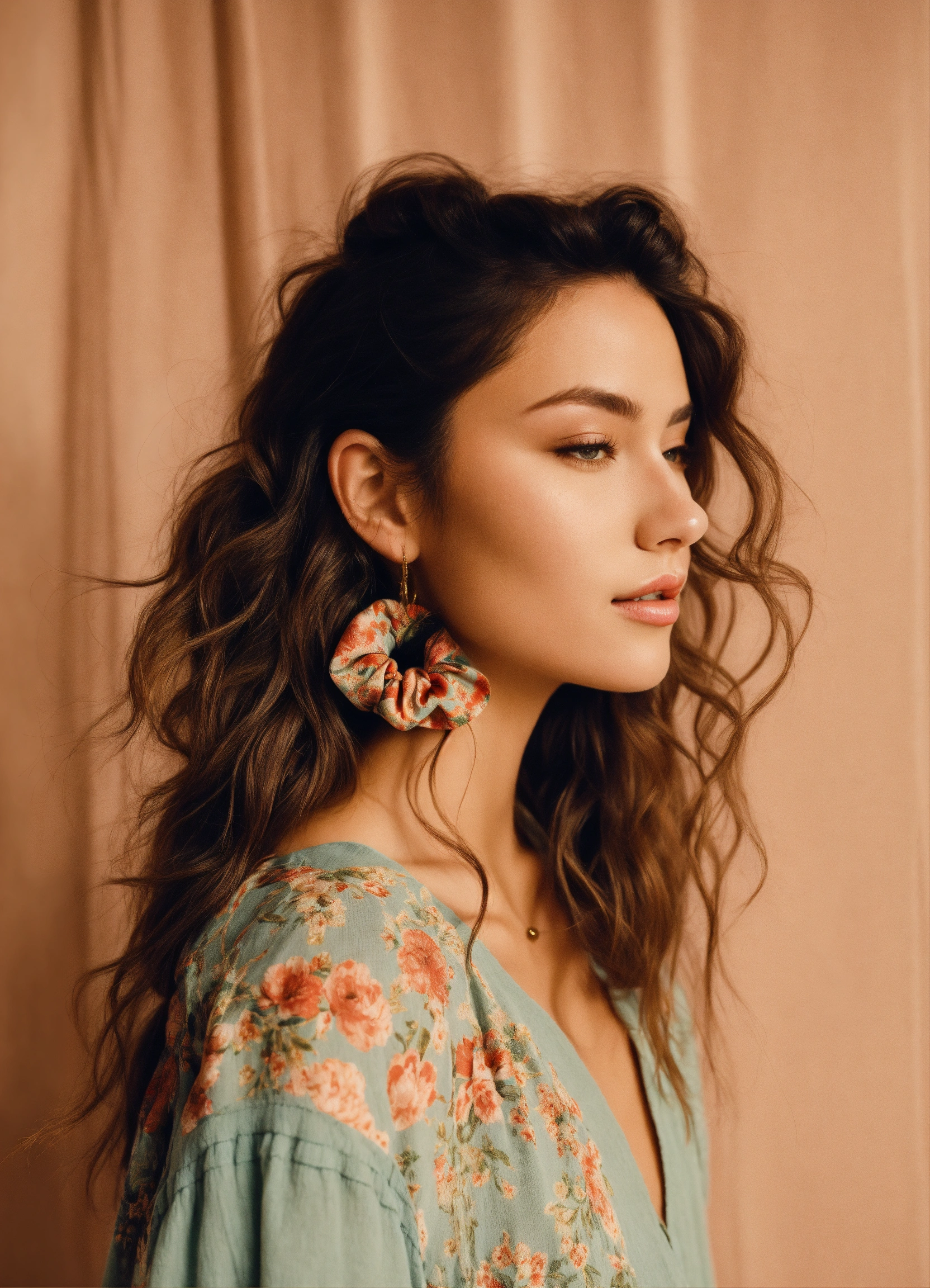Lexica - Caucasian woman wearing a scrunchie in her hair fo a free ...