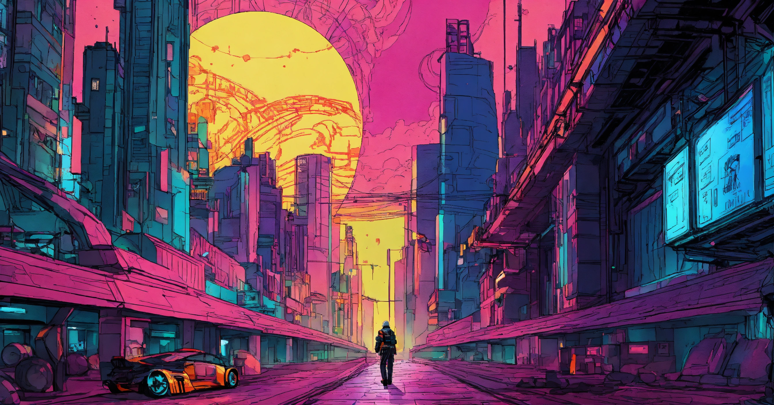 Lexica - Create a vector pencil sketch of the cyberpunk on Earth using ...