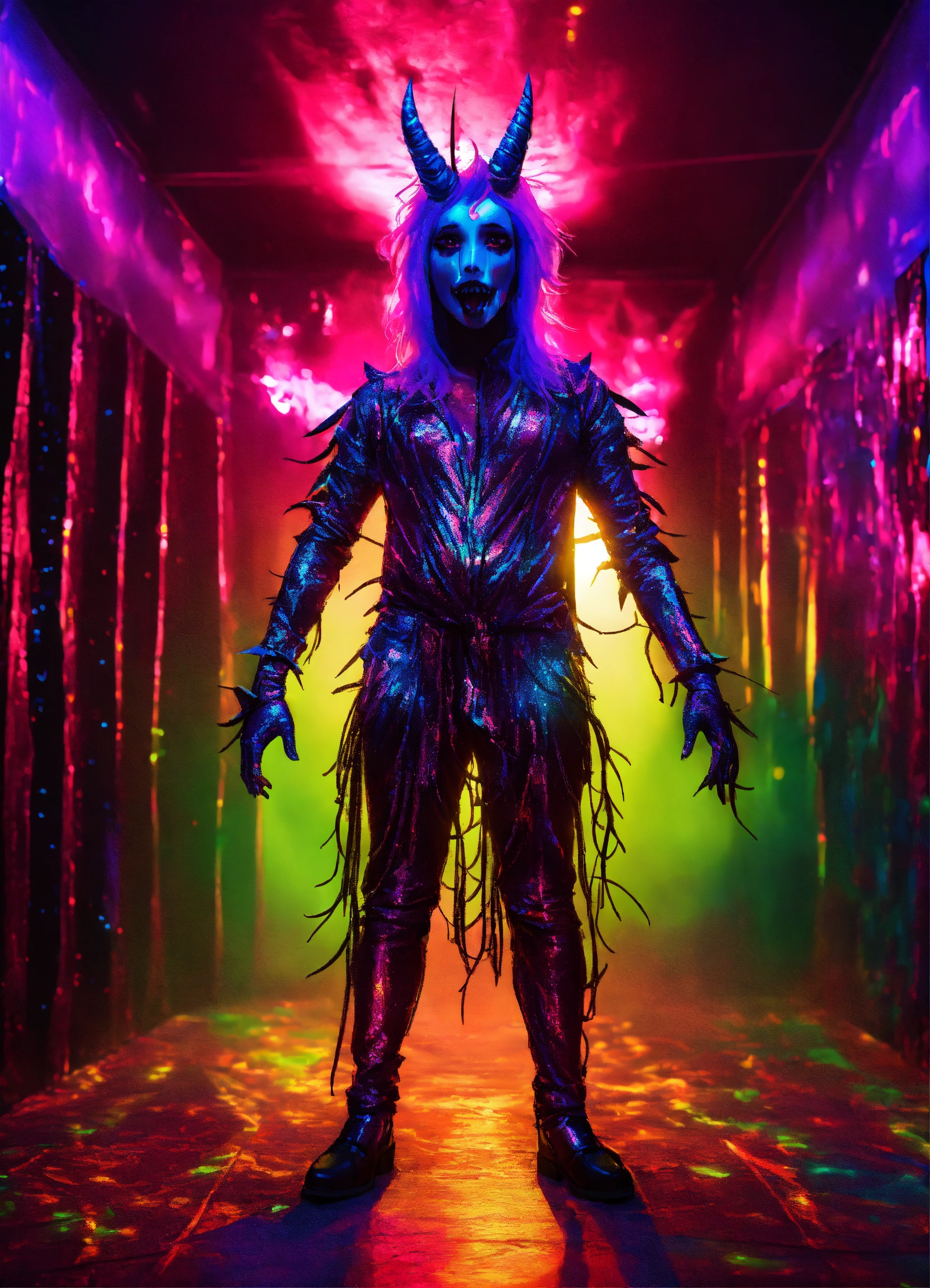 Lexica - Full body the grudge in a shimmering unicorn costume in a ...