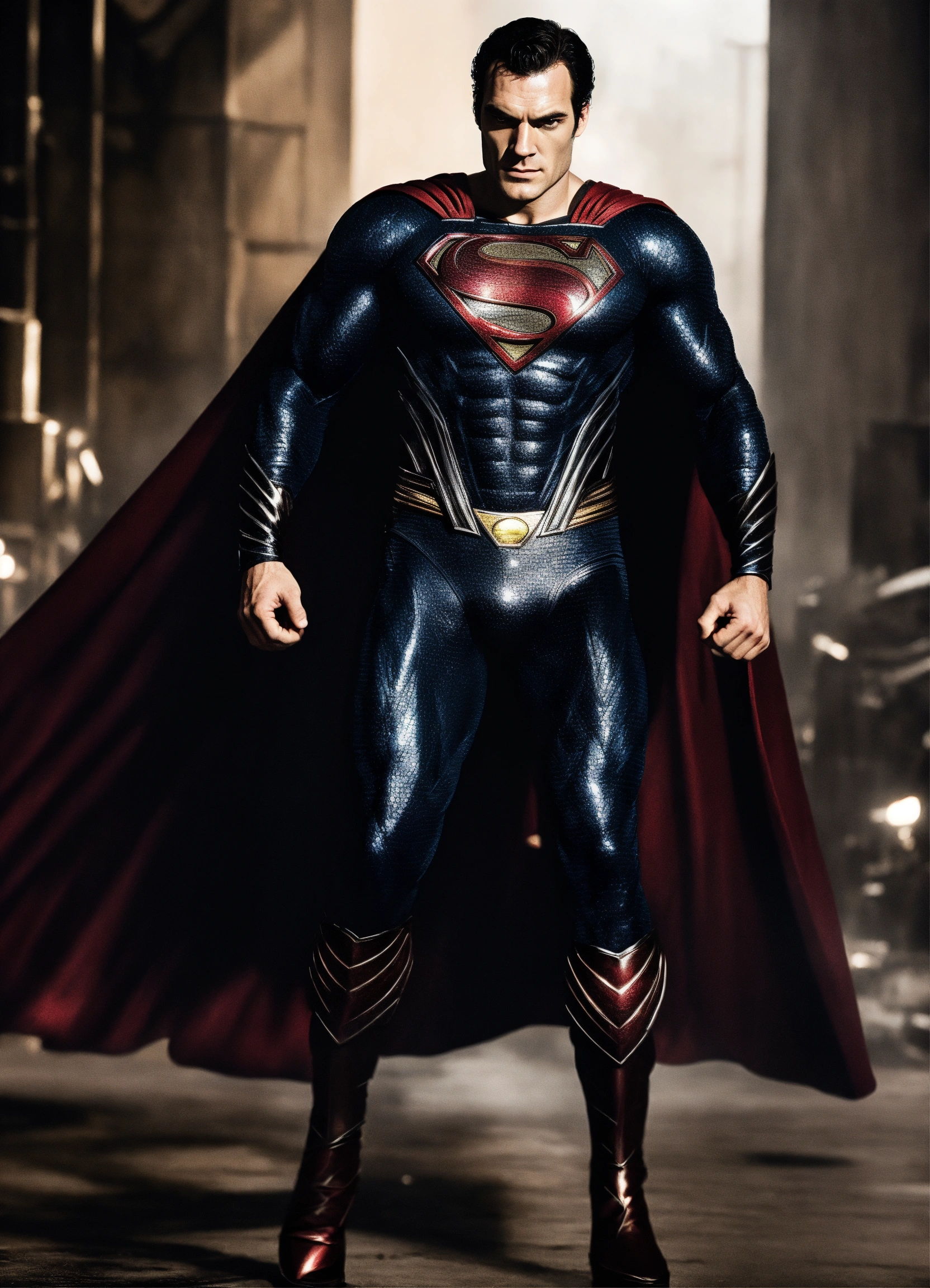 Lexica - Henry Cavil as evil superman in a black and silver costume