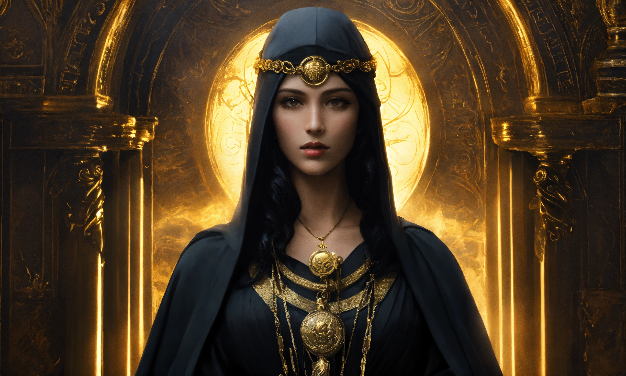 Lexica - Greek goddess Hecate, black hair, cloaked in a flowing black ...