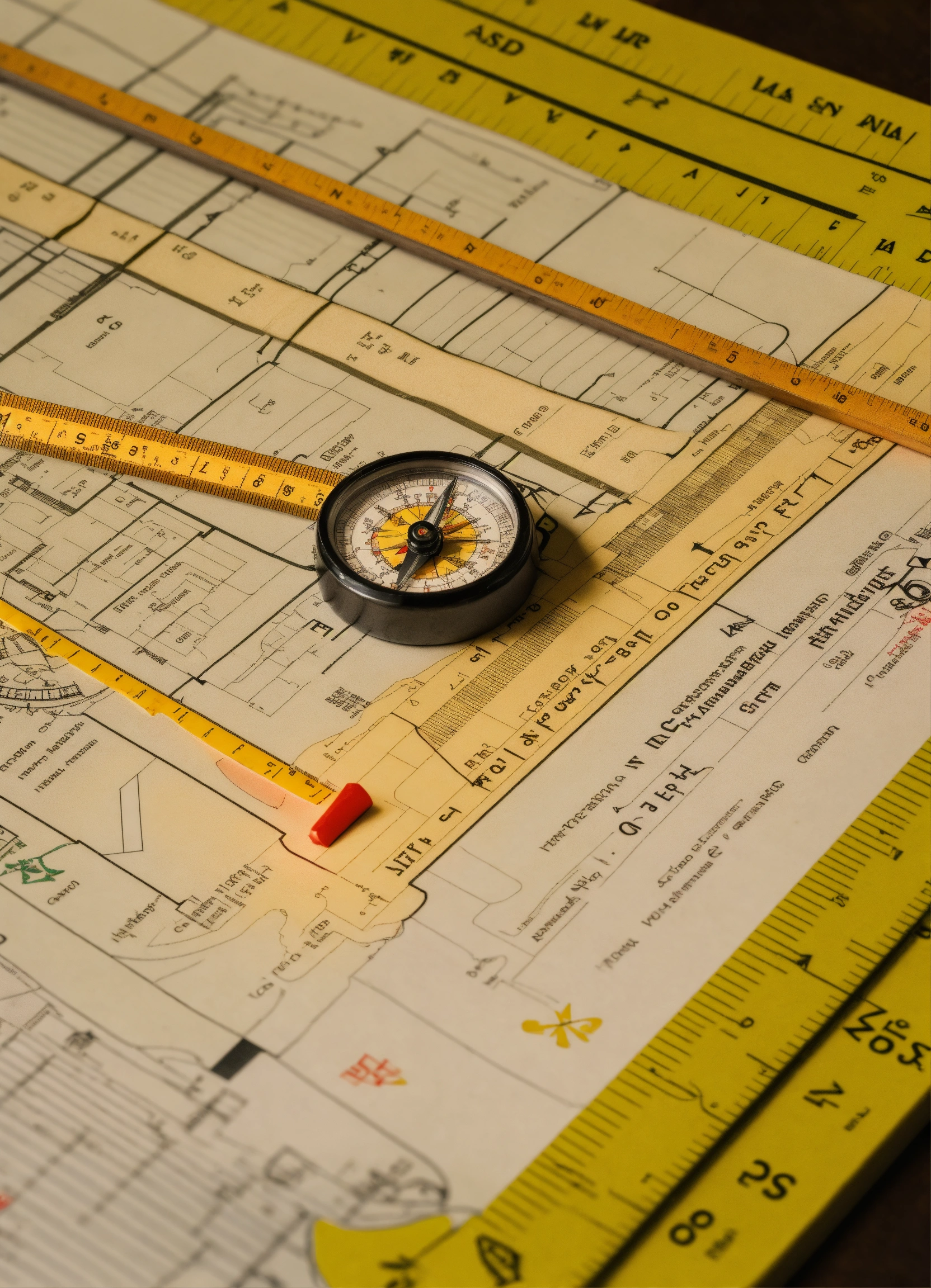 Lexica - A close-up shot of a ruler and drawing compass resting on a ...