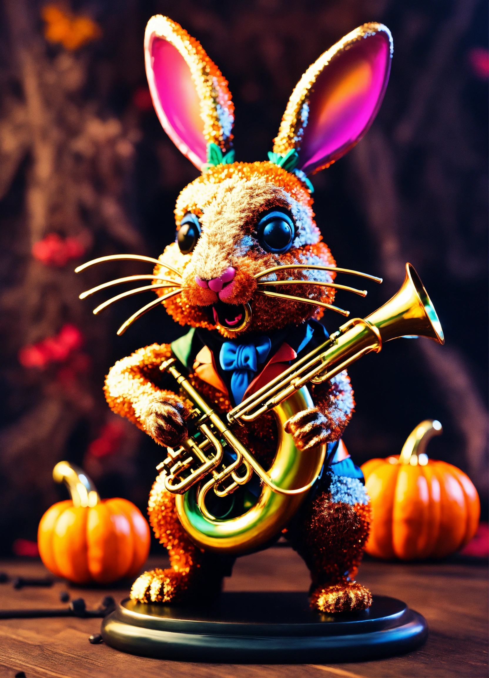Lexica - An insane 3d toy halloween furry musical bunny playing trumpet ...