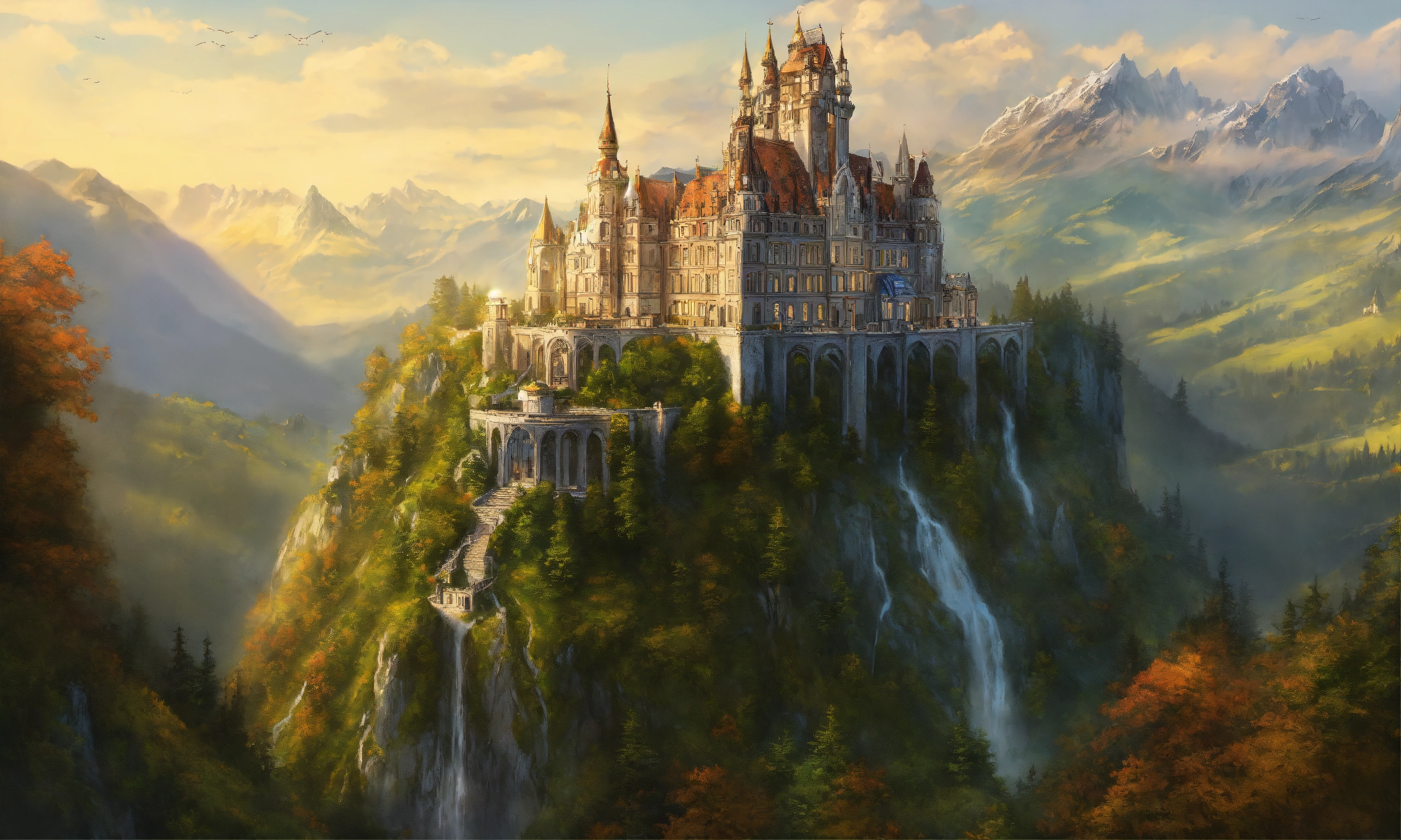 Lexica - Drawing of a fully shown elegant high elf sci fi palace ...