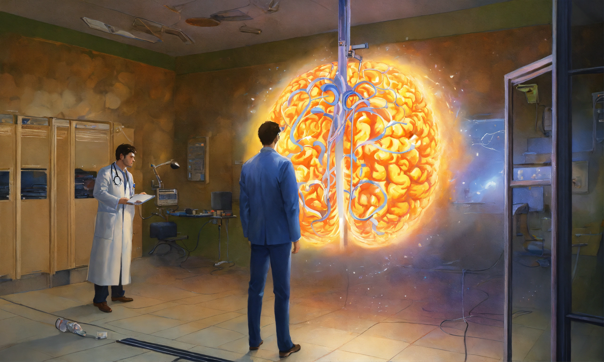 Lexica - A man is at the center of brain particule,health universe ...