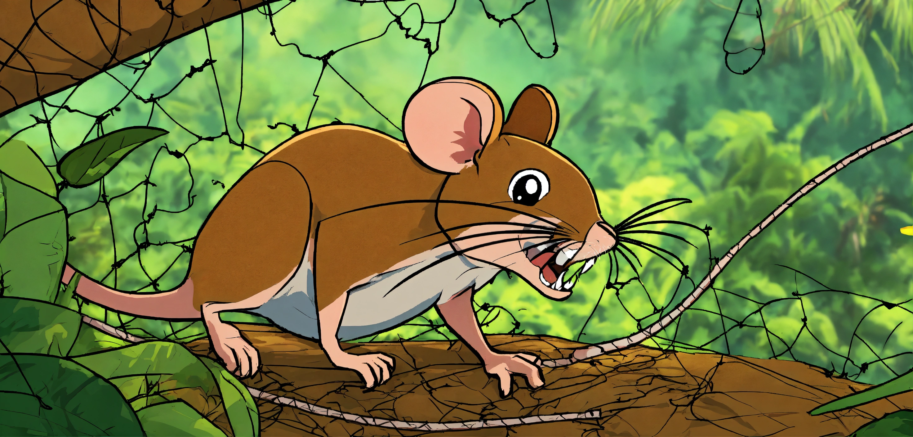 Lexica - Cartoon with mouse sharp teeth, the mouse nibbled through the ...
