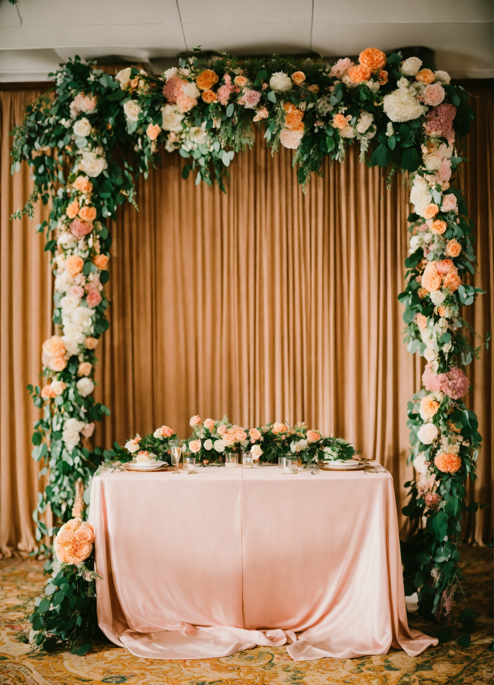 Lexica - Original wedding backdrop behind sweetheart table