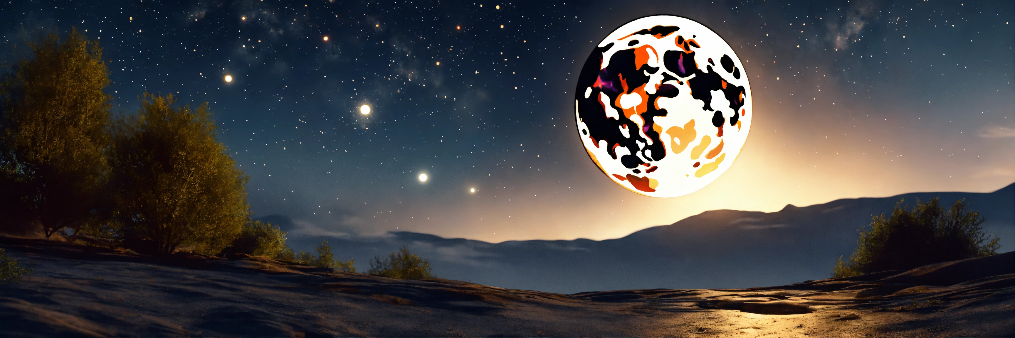 Lexica - Clouds on bottom and starry night with moon and galaxy, unreal ...