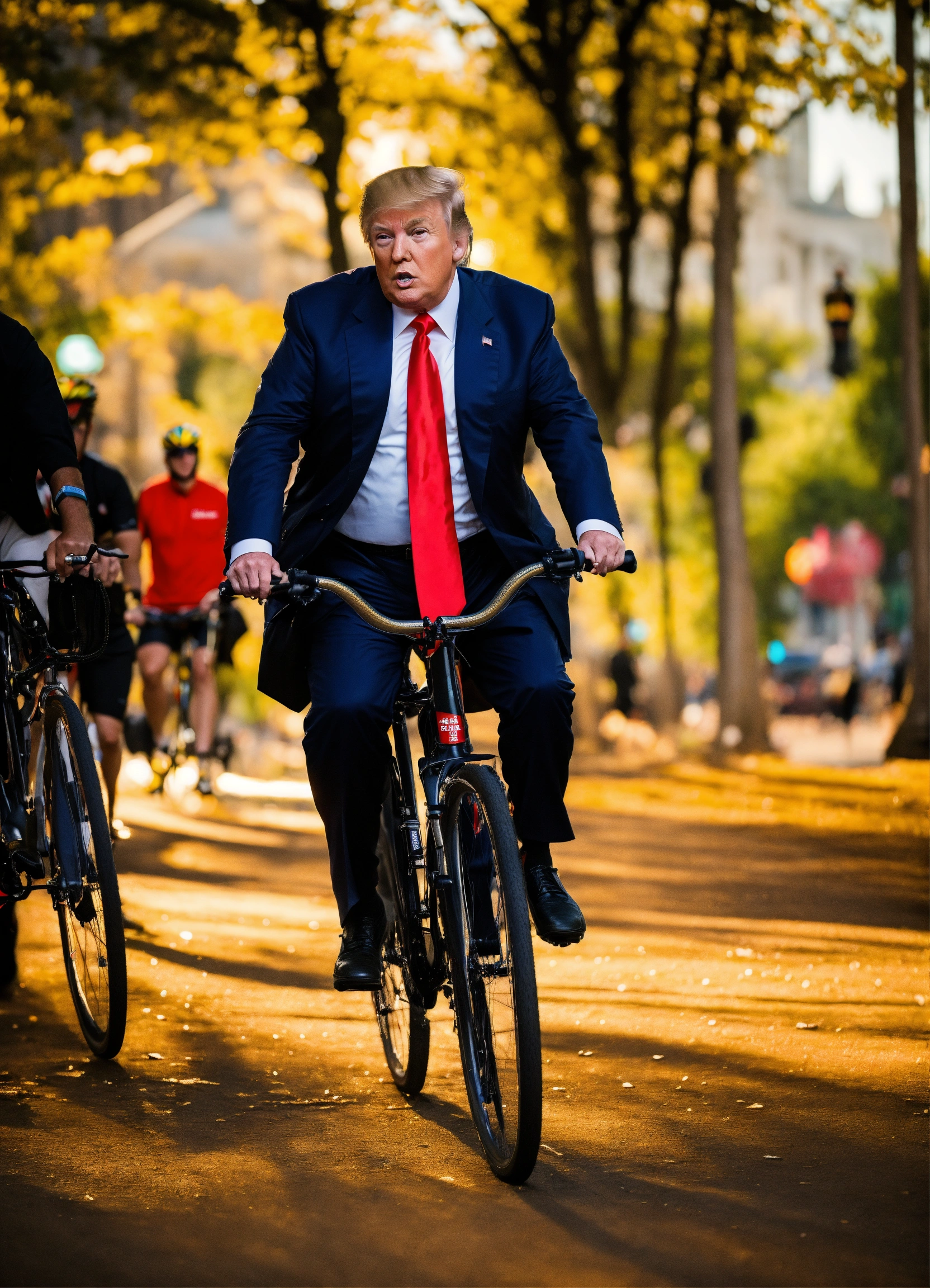 Lexica - Donald trump on a bicycle