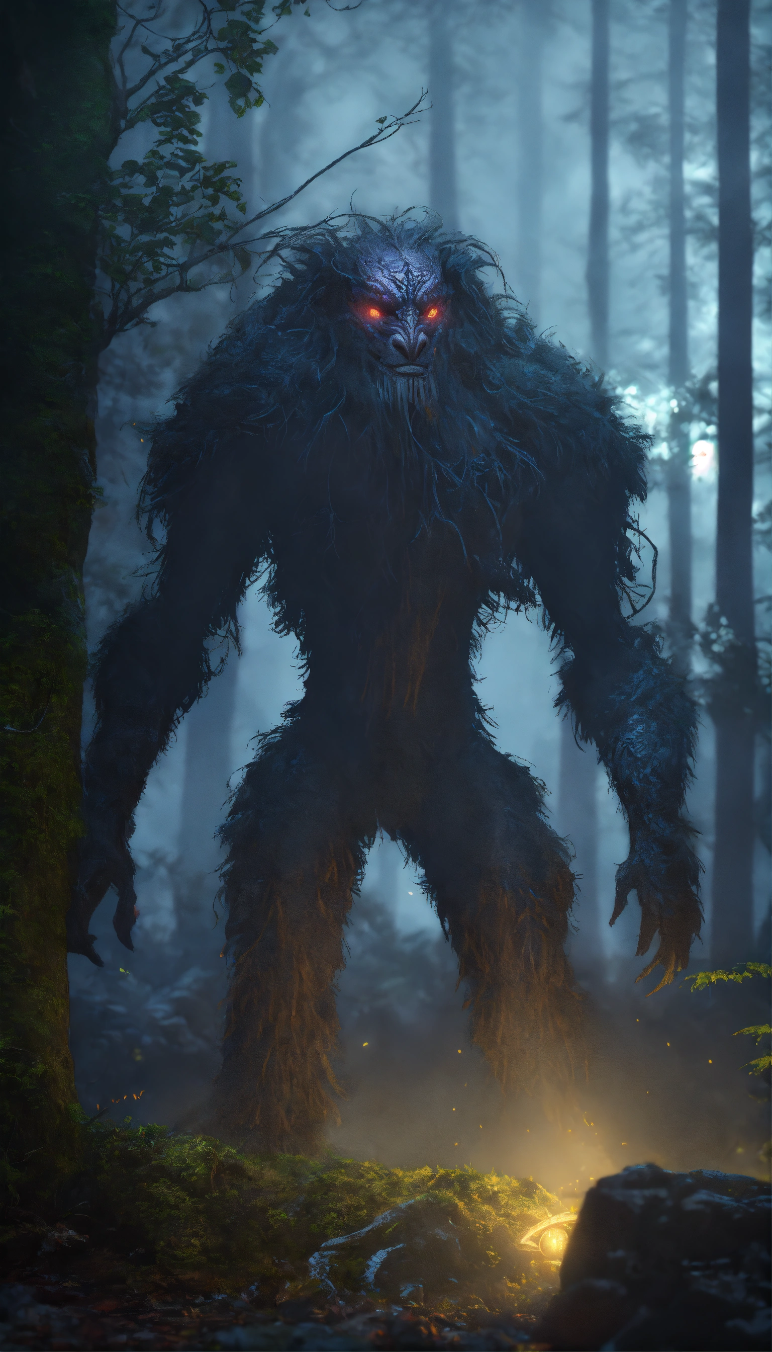 Lexica - Kapre philippines scary hairy humanoid creature, forest, foggy ...
