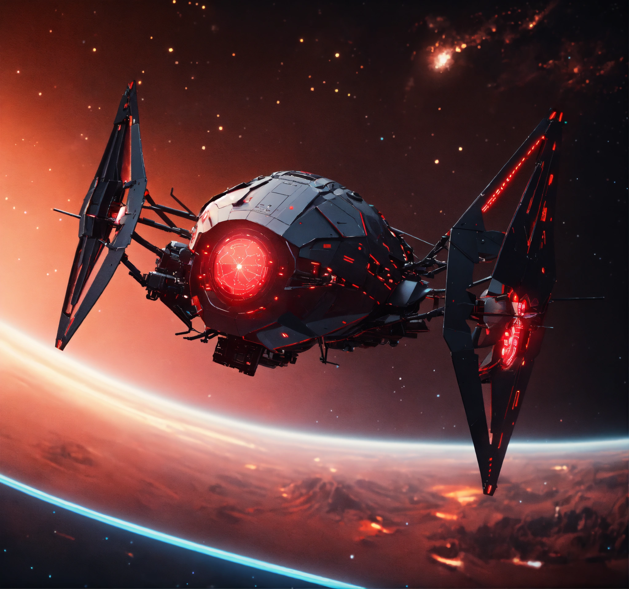 Lexica - Zoom out on a extra long black robotic black widow spider ...