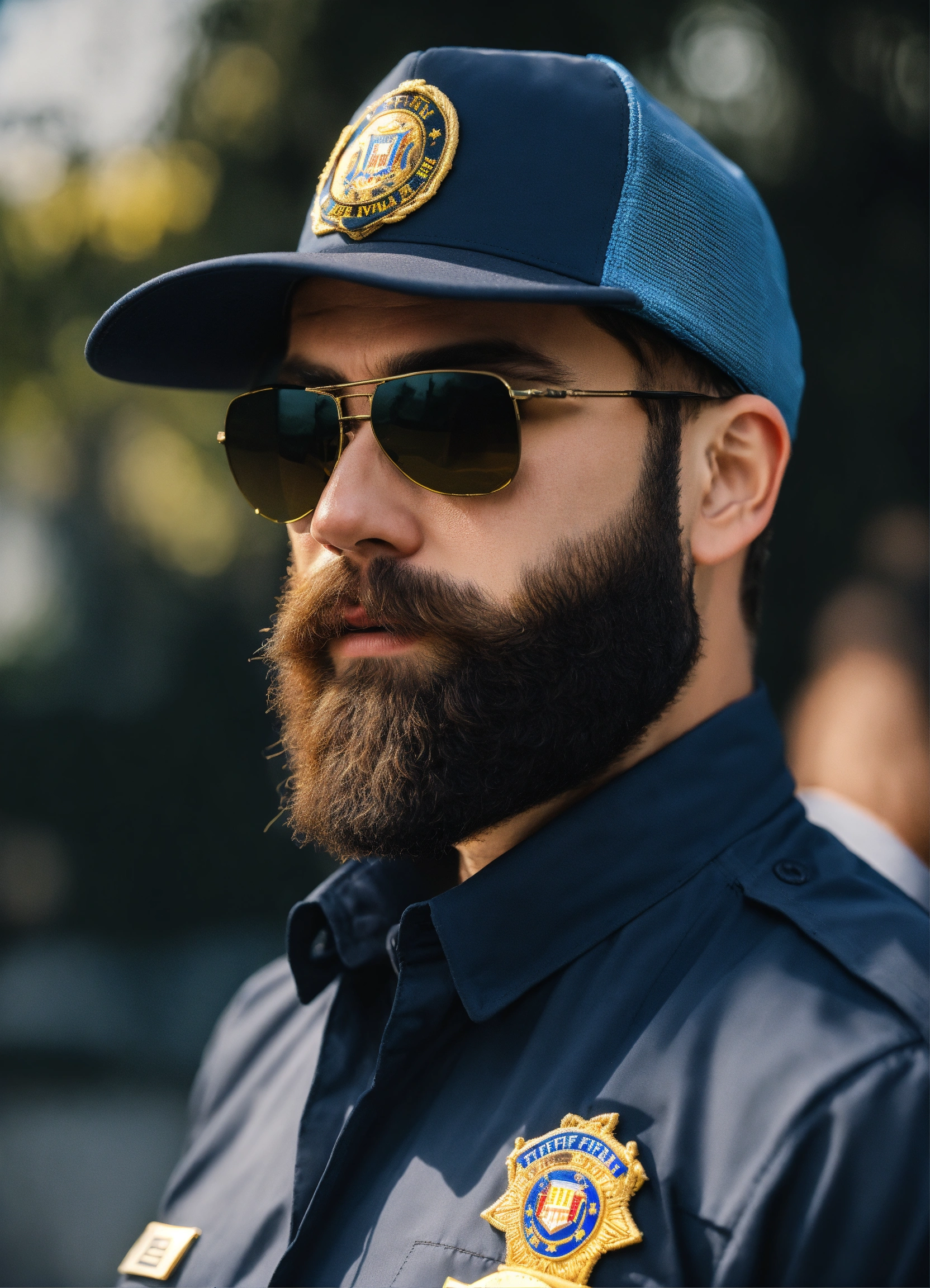 Lexica - Fbi agent with a beard wearing and fbi hat with reflective ...