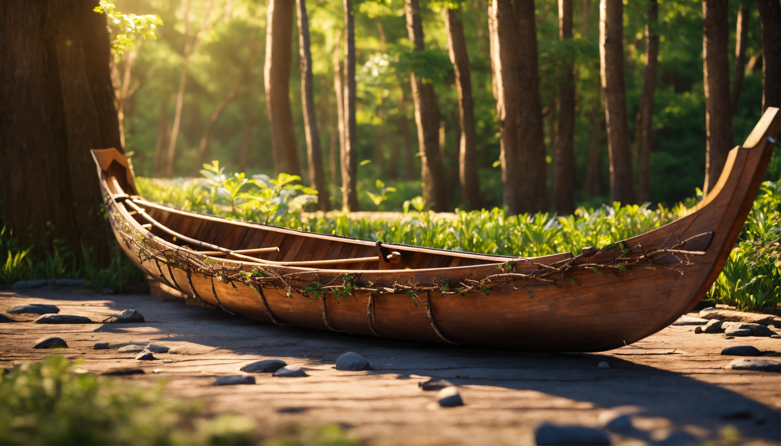 Lexica - A anime style canoe made of branches