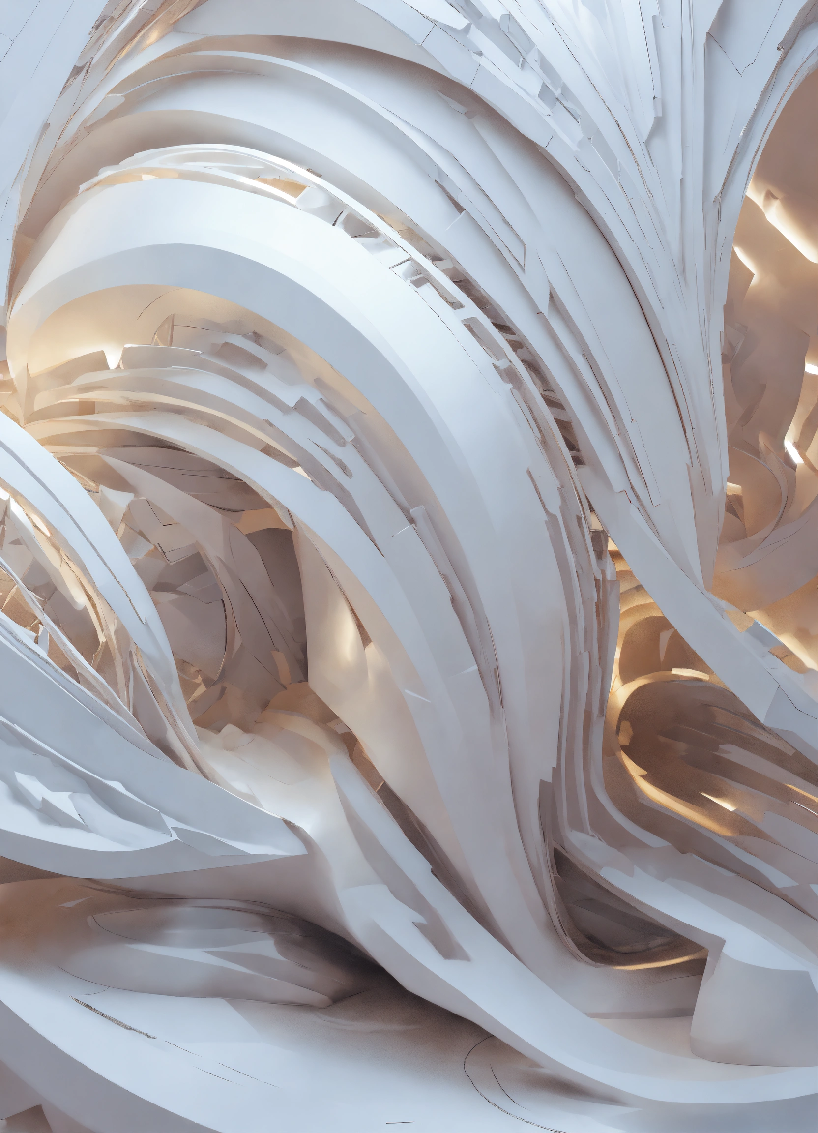 Lexica - Formalist sculptures made of white plastic form futuristic bas ...