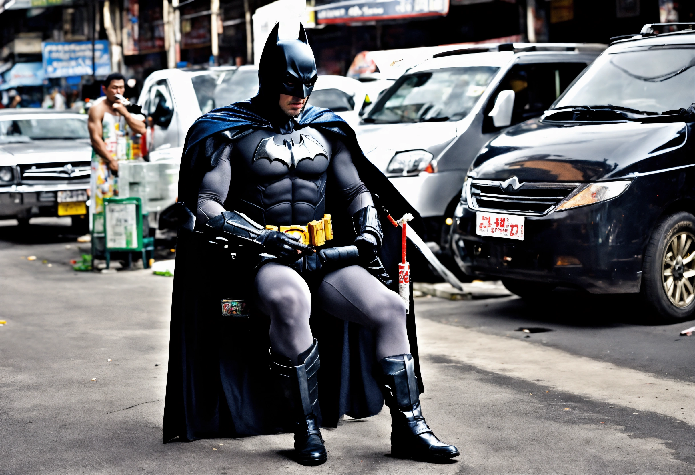 Lexica - Batman smoking cigarettron manila street