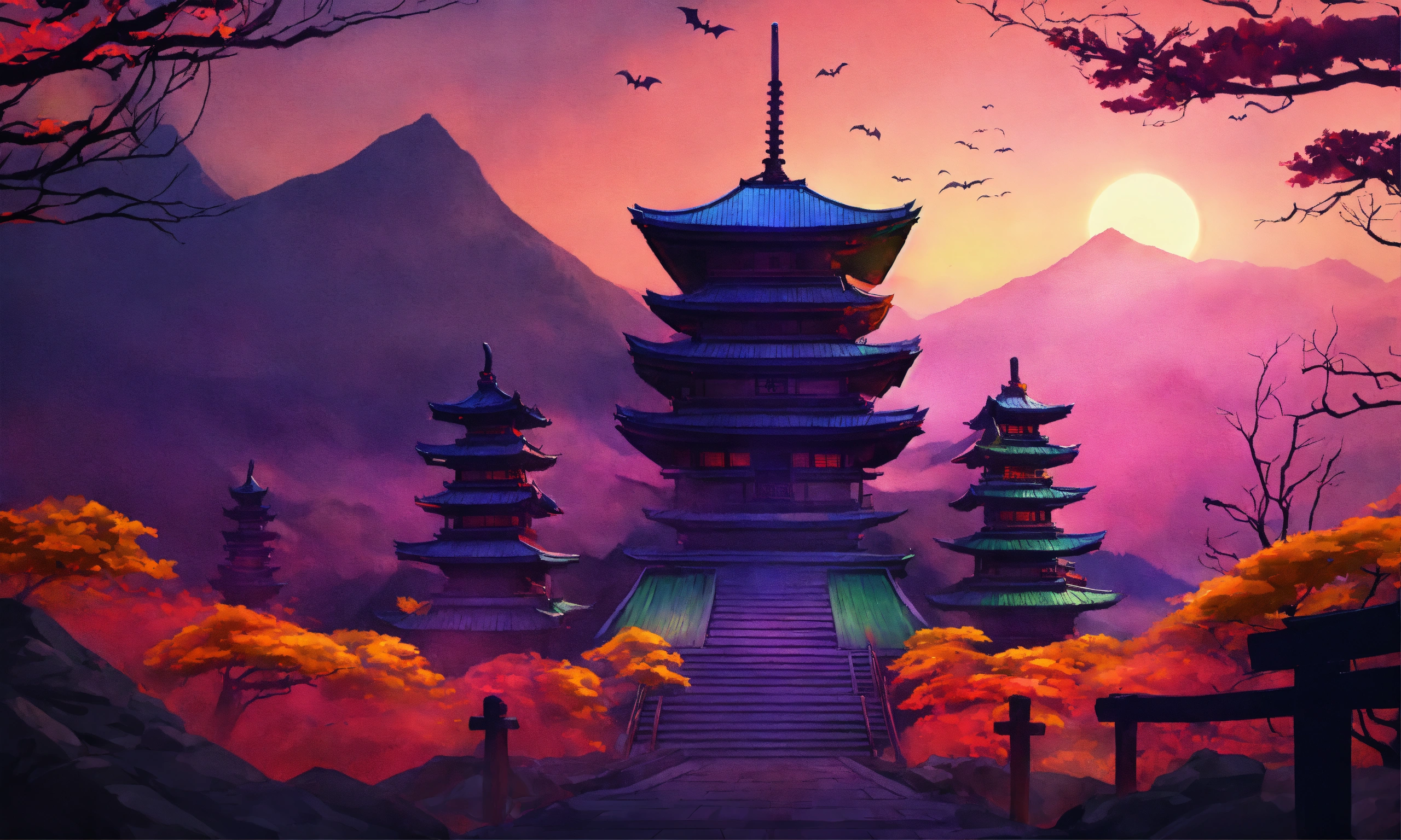 Lexica - Dark scary gloomy Japanese ancient temple in the mountains ...