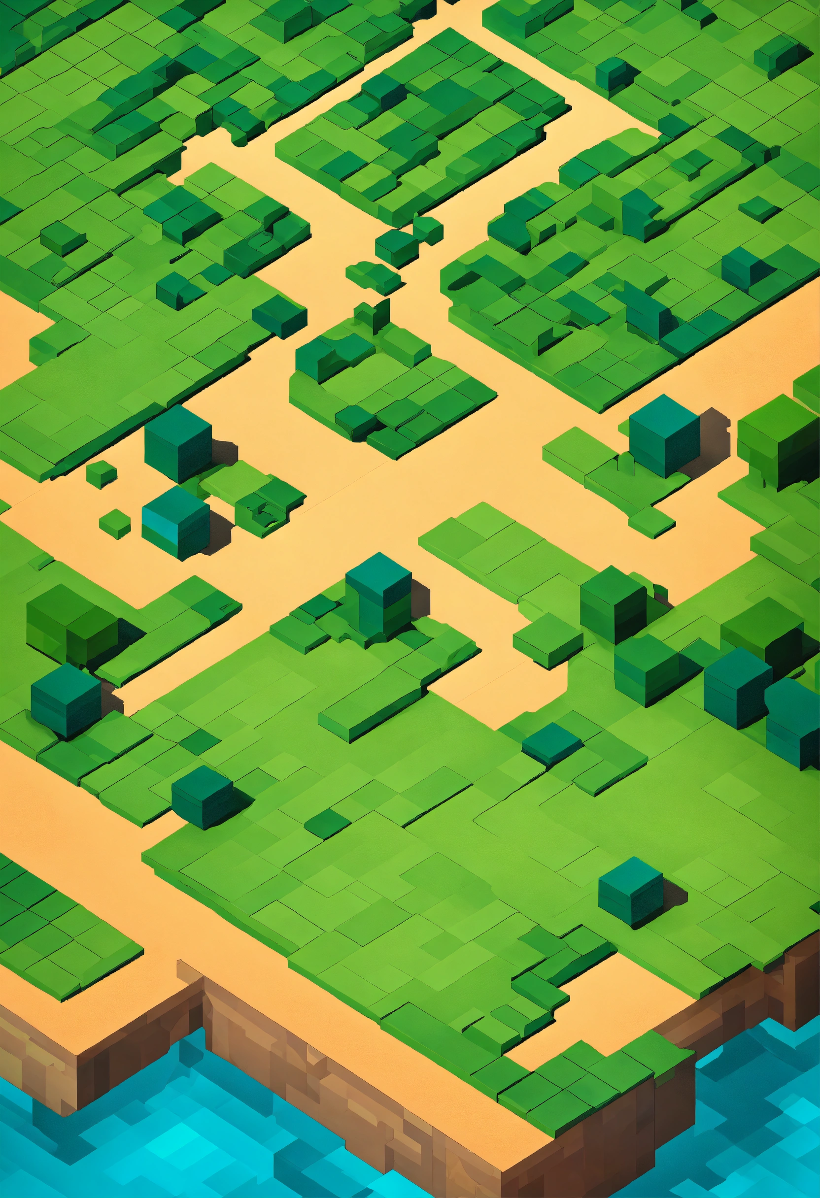 Lexica - Simple blocky pixel 2d isometric flat empty plain landscape ...