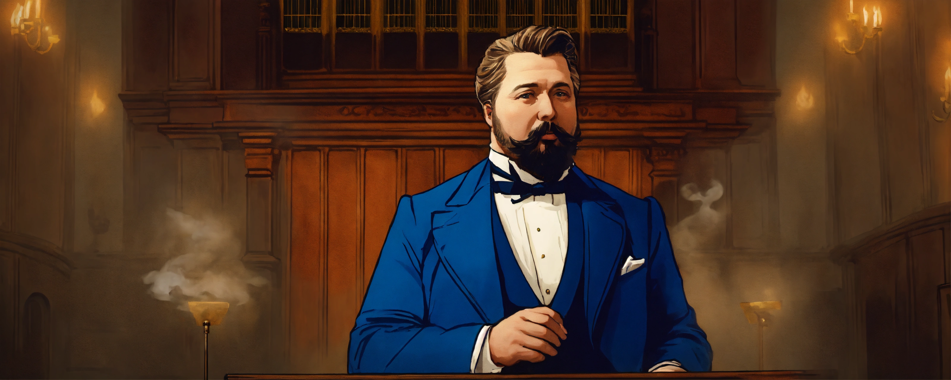 Lexica - Charles Spurgeon, cute ink style illustration. He's in blue ...