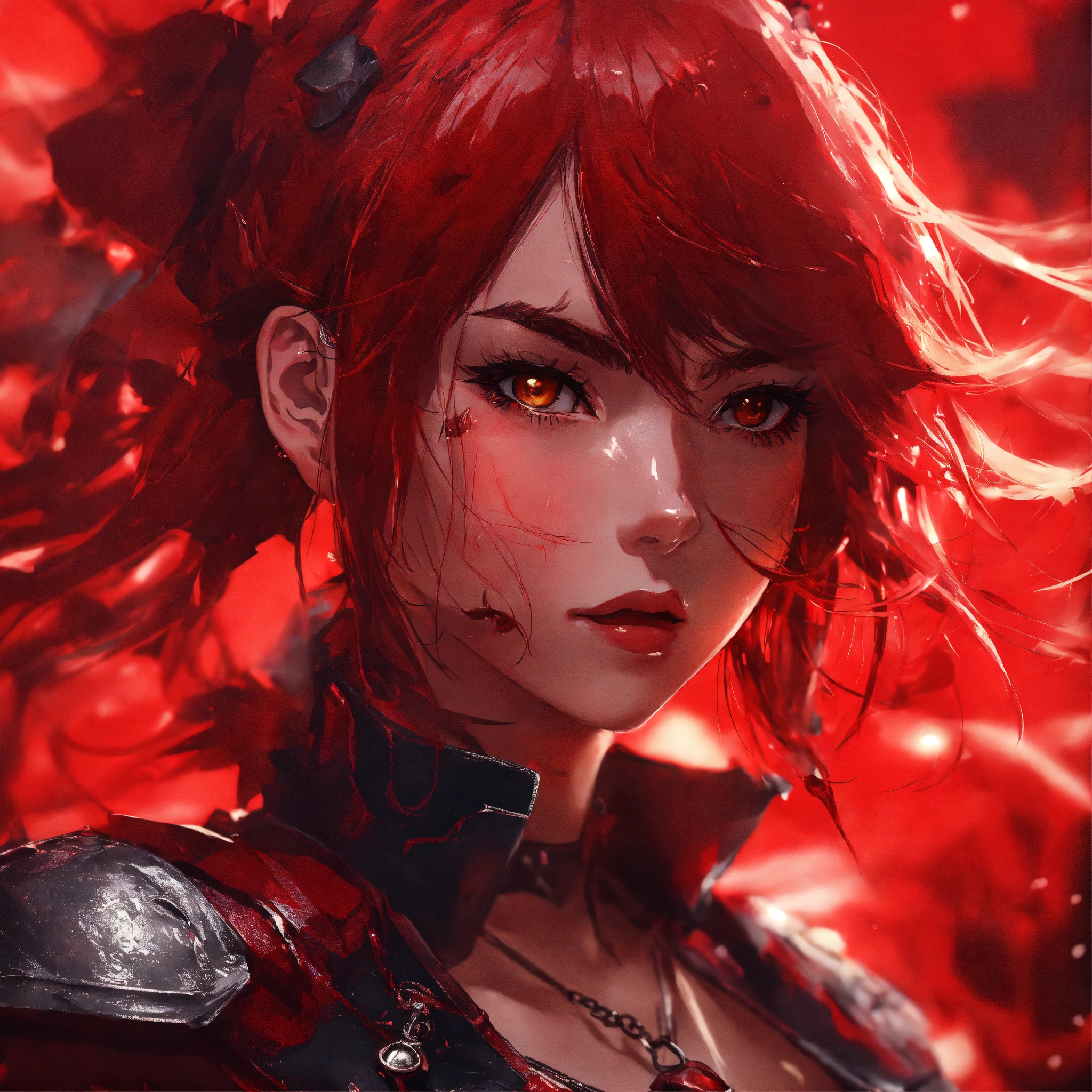 Lexica Generate A Crazy Anime Villain Girl Red Background War