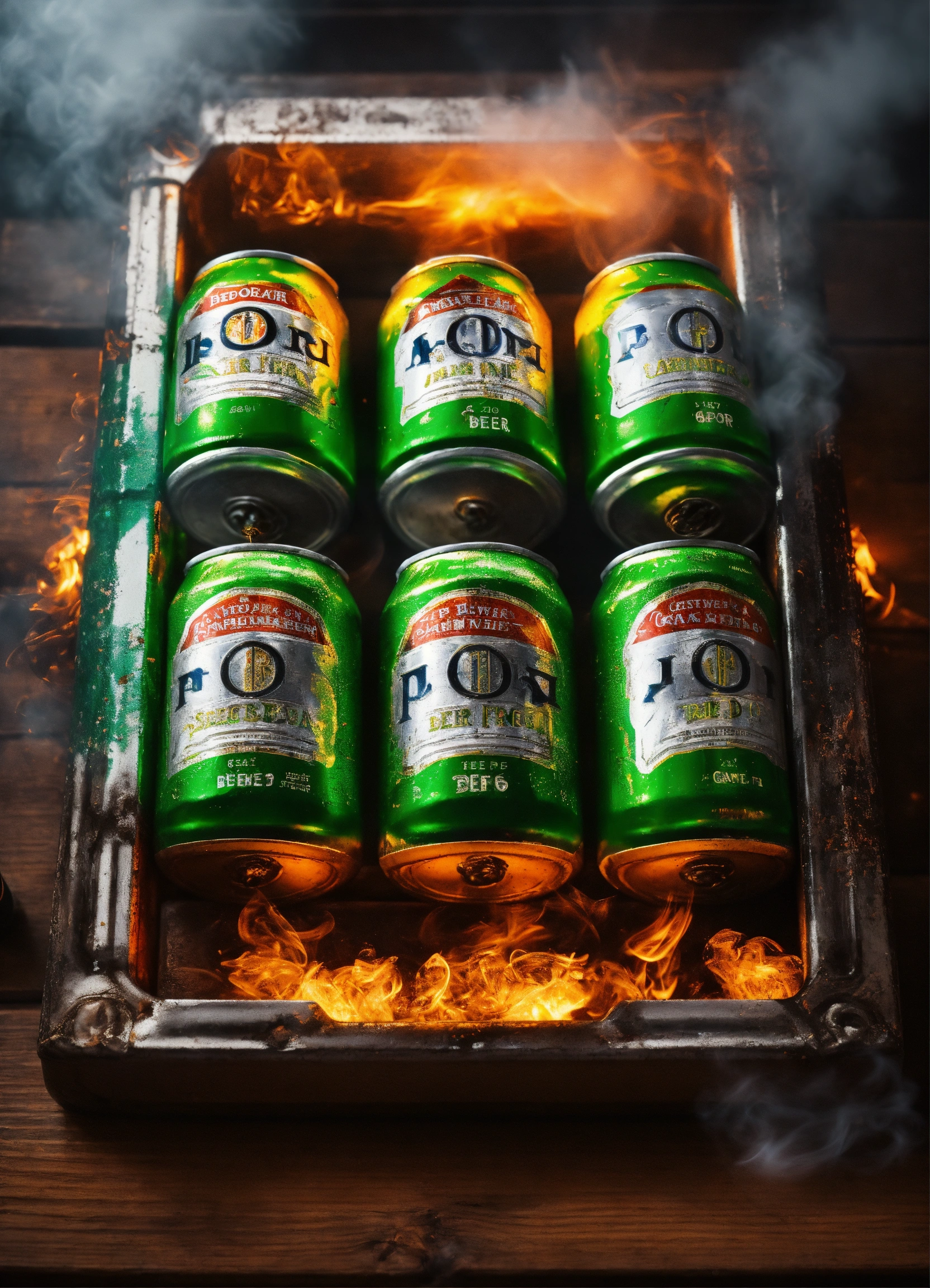 Lexica - Game board. 6 beer cans, 2 silver texture frogs in the center ...