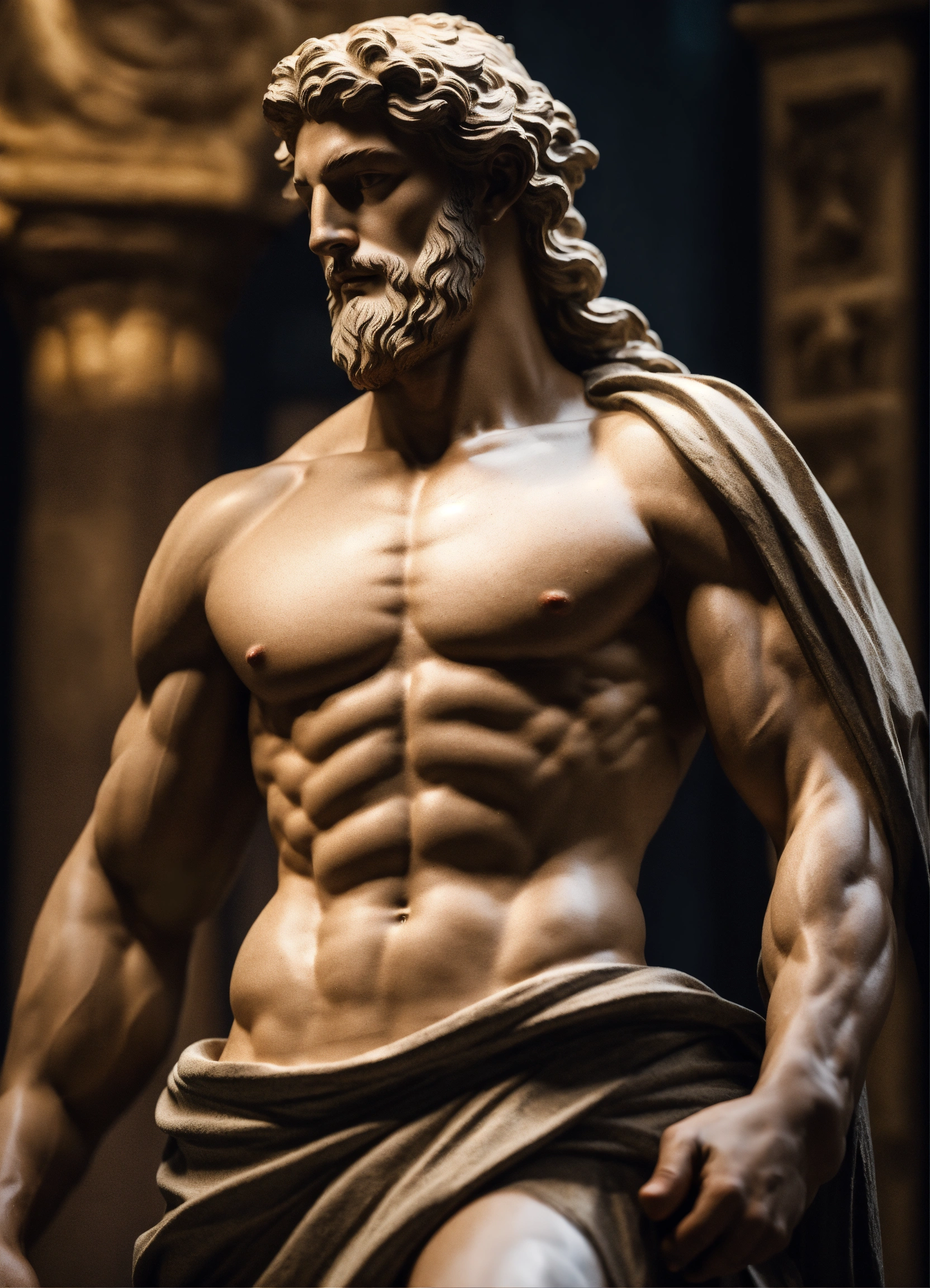 Lexica - Simple muscular greek god statue with middelparting hair with ...