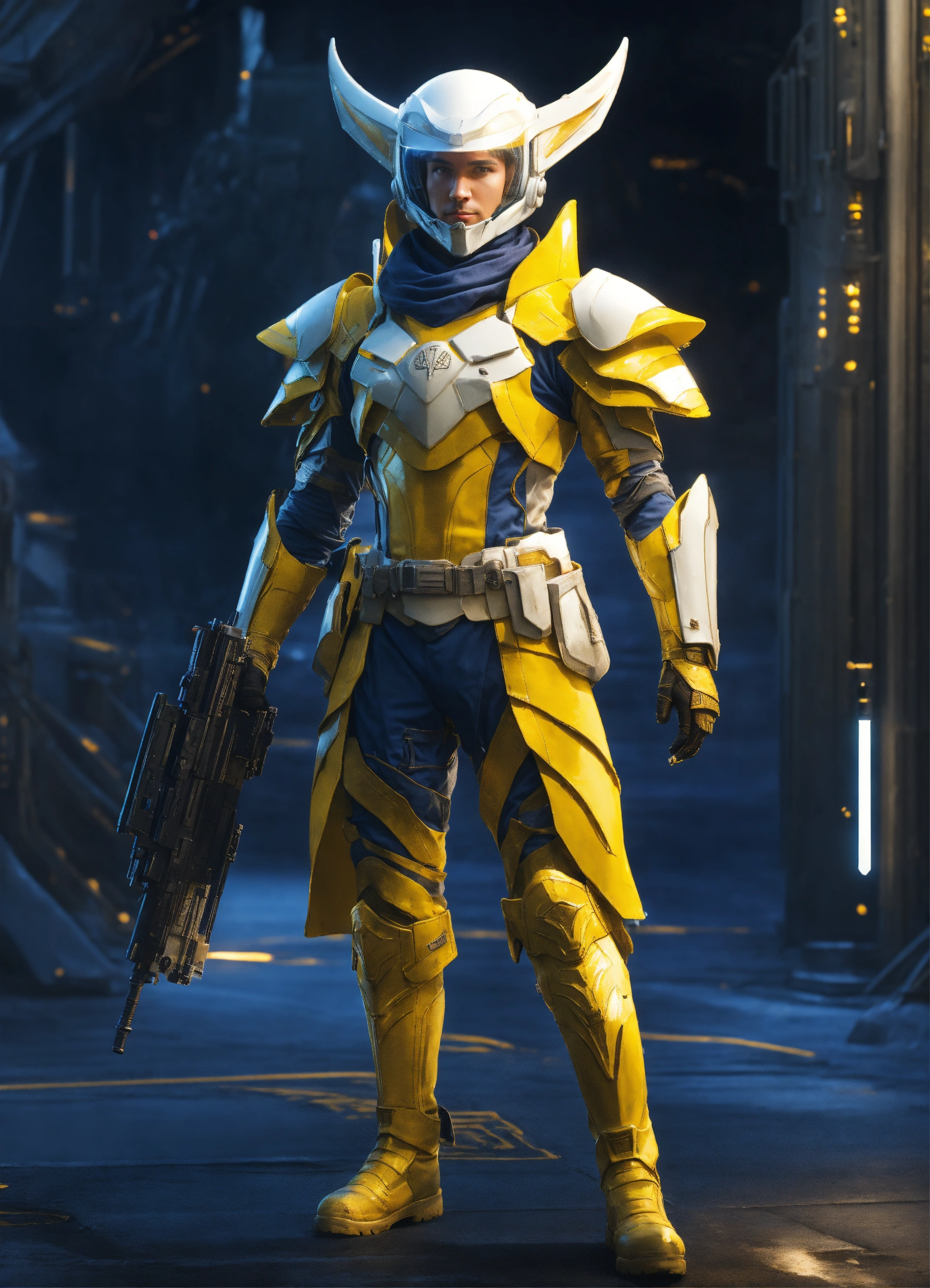 Lexica - Full body of a high elf sci fi soldier wearing heavy sci fi ...