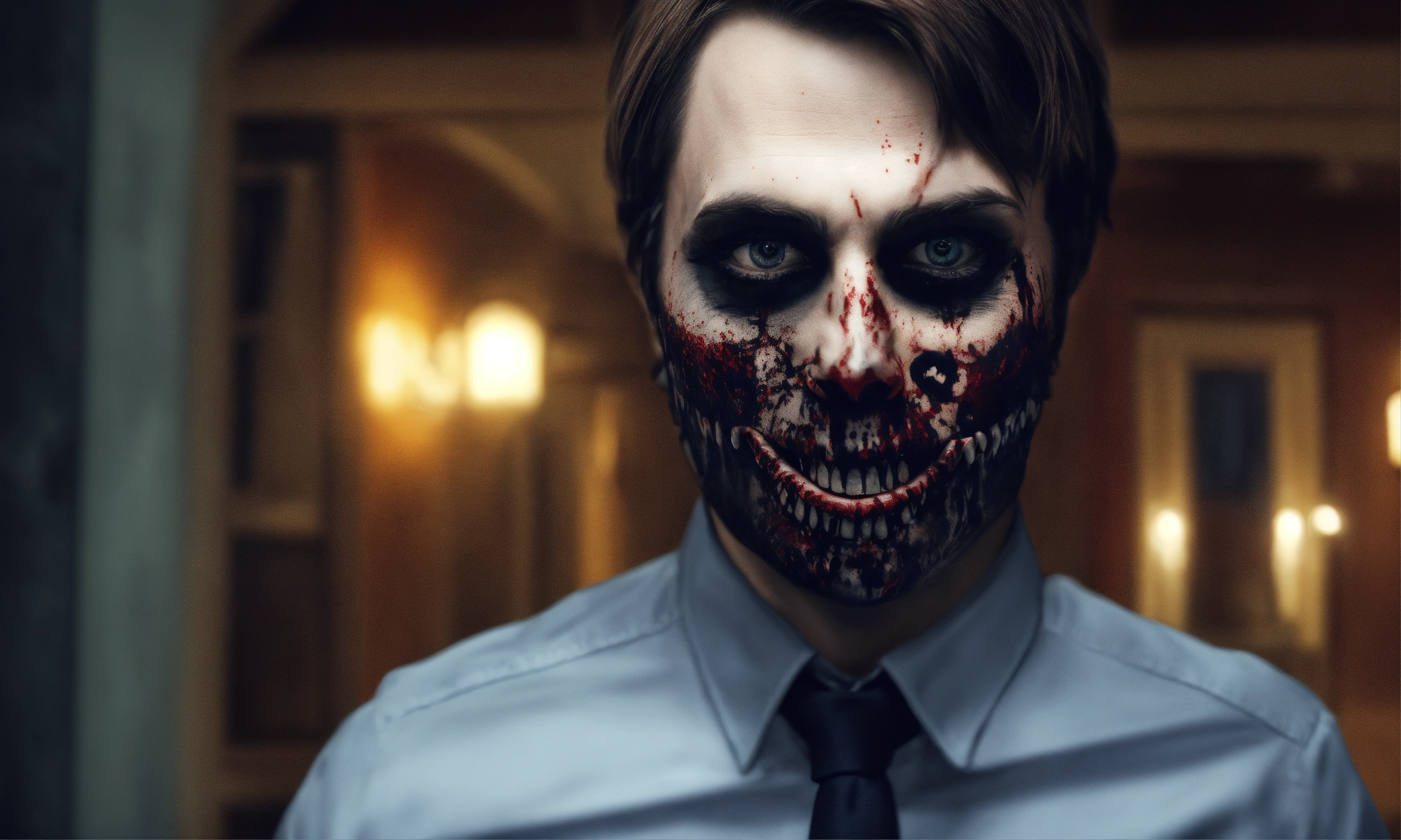 Lexica - Create a realistic picture of a psychopath with a scary face