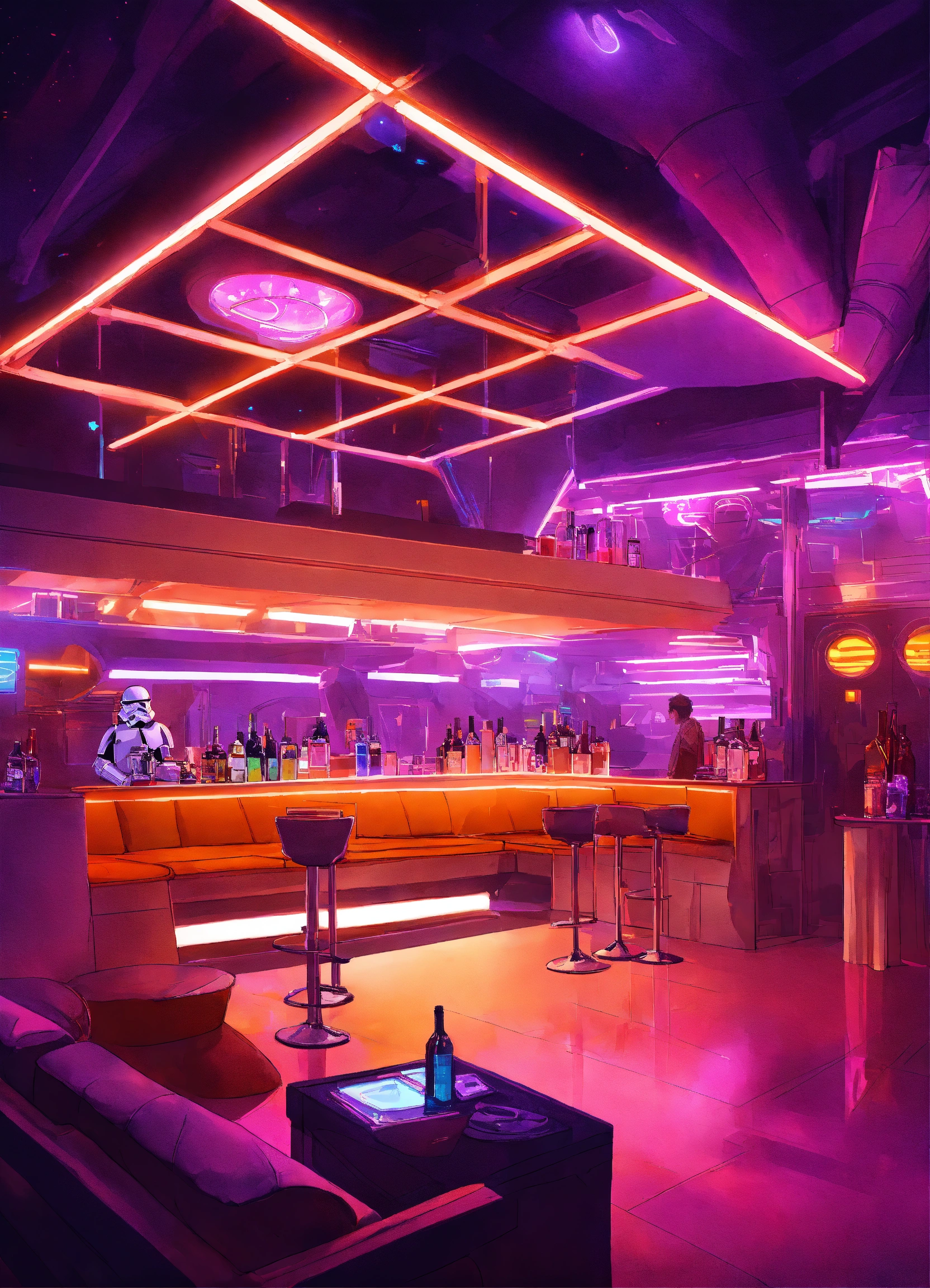 Lexica - Digital art of a Star Wars cantina night club with an open ...