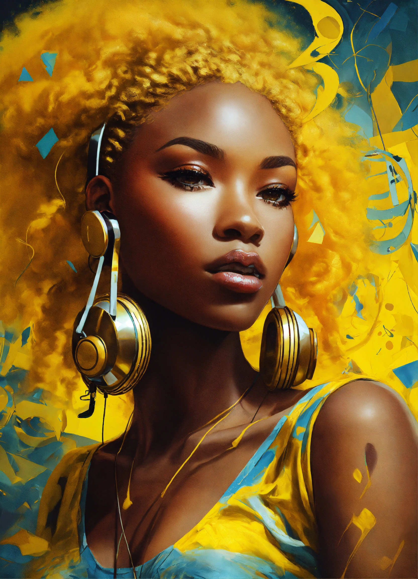 Lexica - A beautiful woman with yellow hair and music notes, an ...