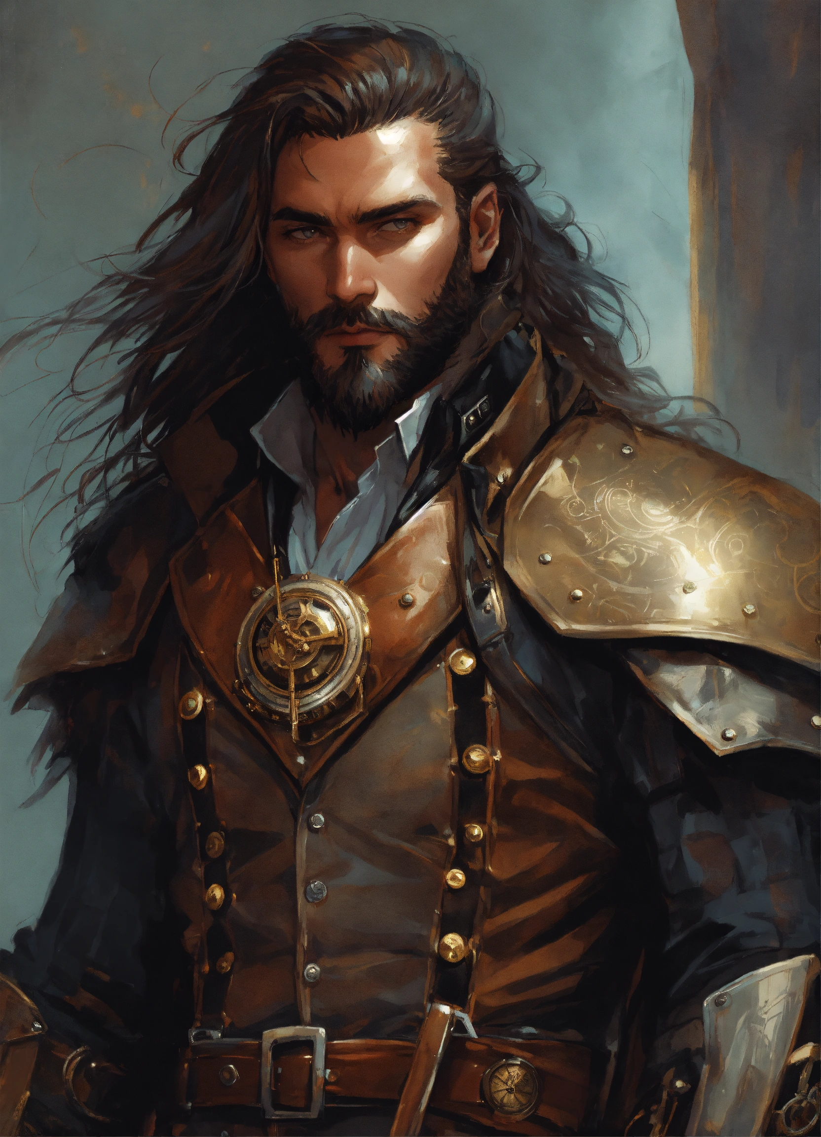 Lexica - Male steampunk vampire bounty hunter wearing studded leather ...