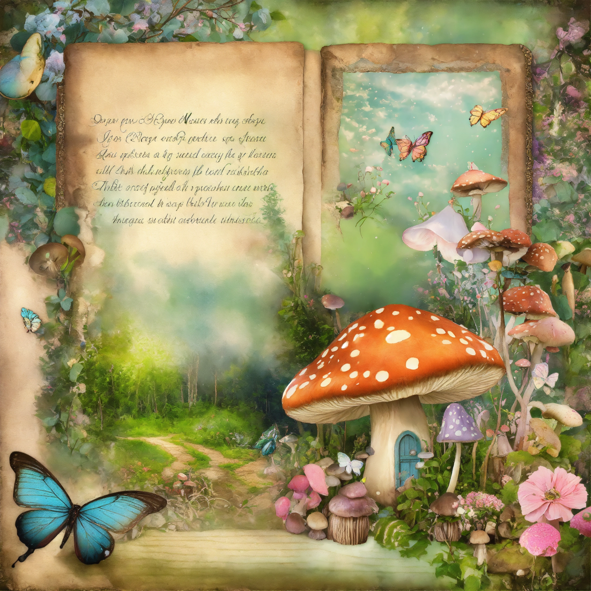 Lexica - Shabby chic dreamy mist pastel junk journals Mushroom Cottage Forest Junk Journal Kit ...