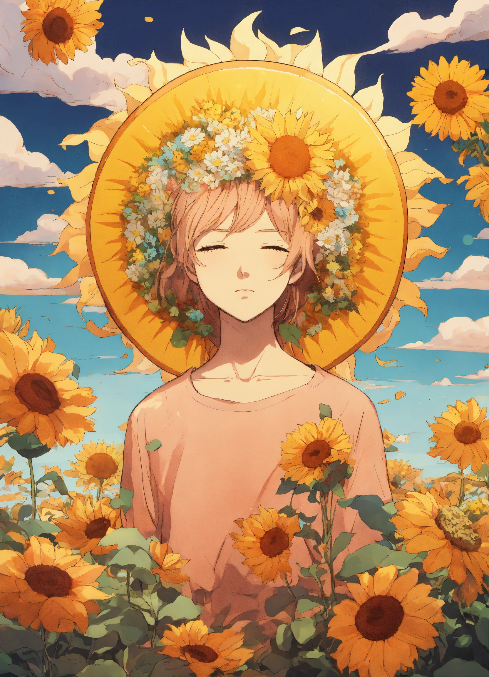 Lexica - A cartoon anime Sun floating with a face concentrating ...