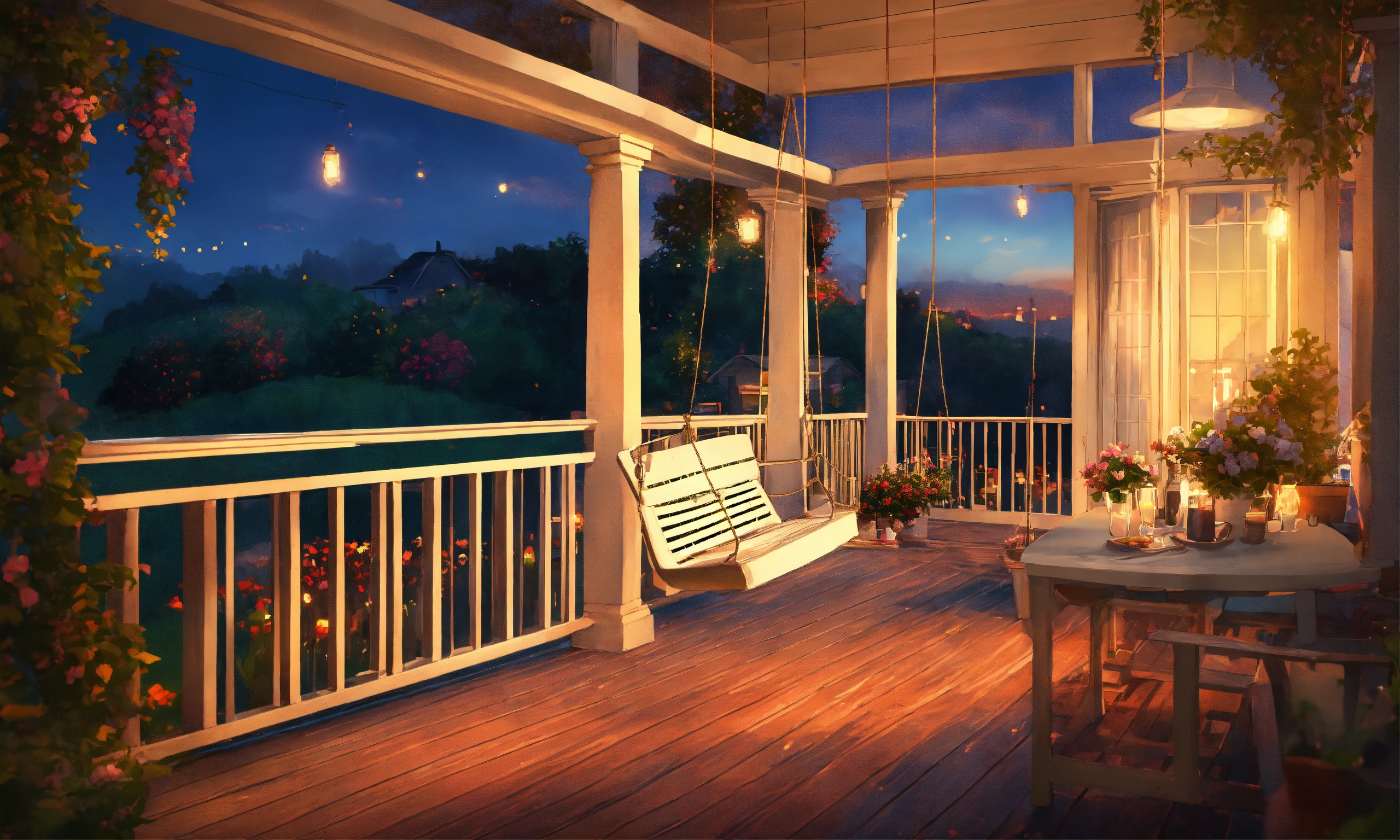 Lexica - Epic shot of a ultra detailed Veranda with white railings and ...