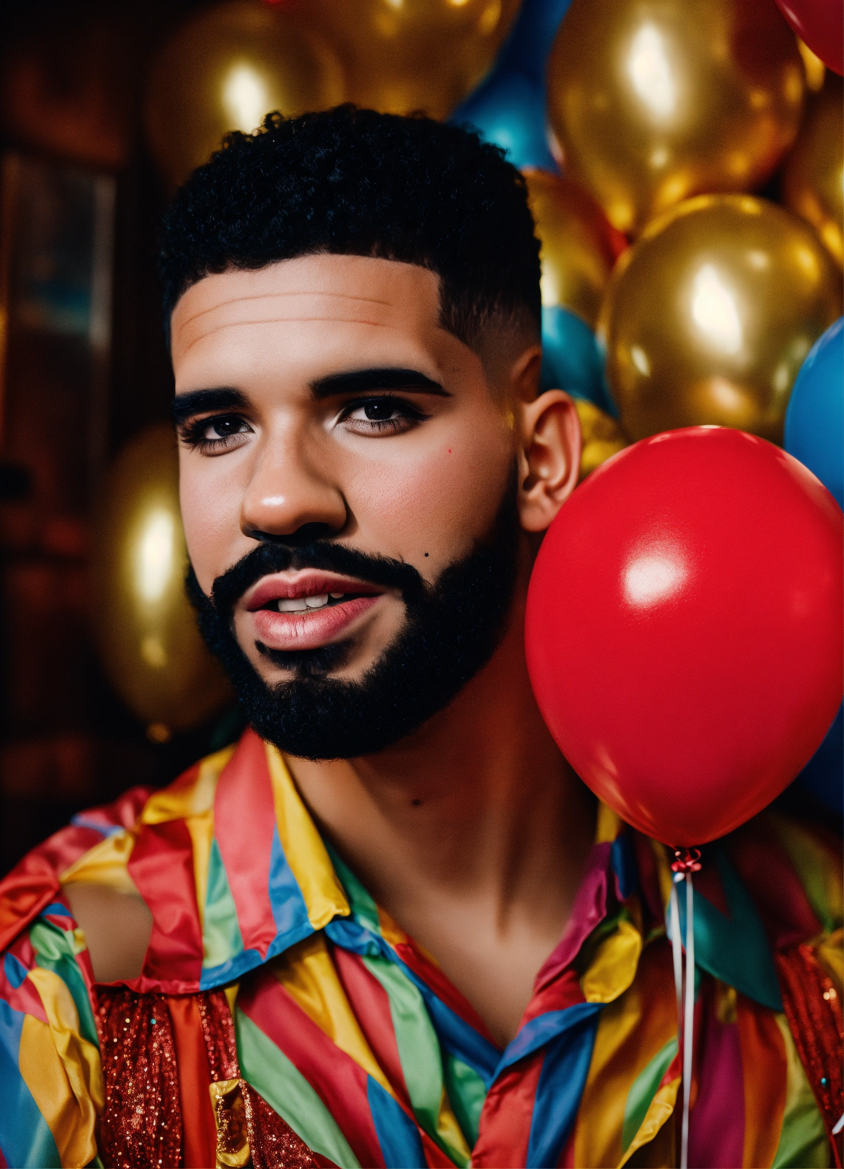 Lexica - Birthday card, drake clown makeup, photography,