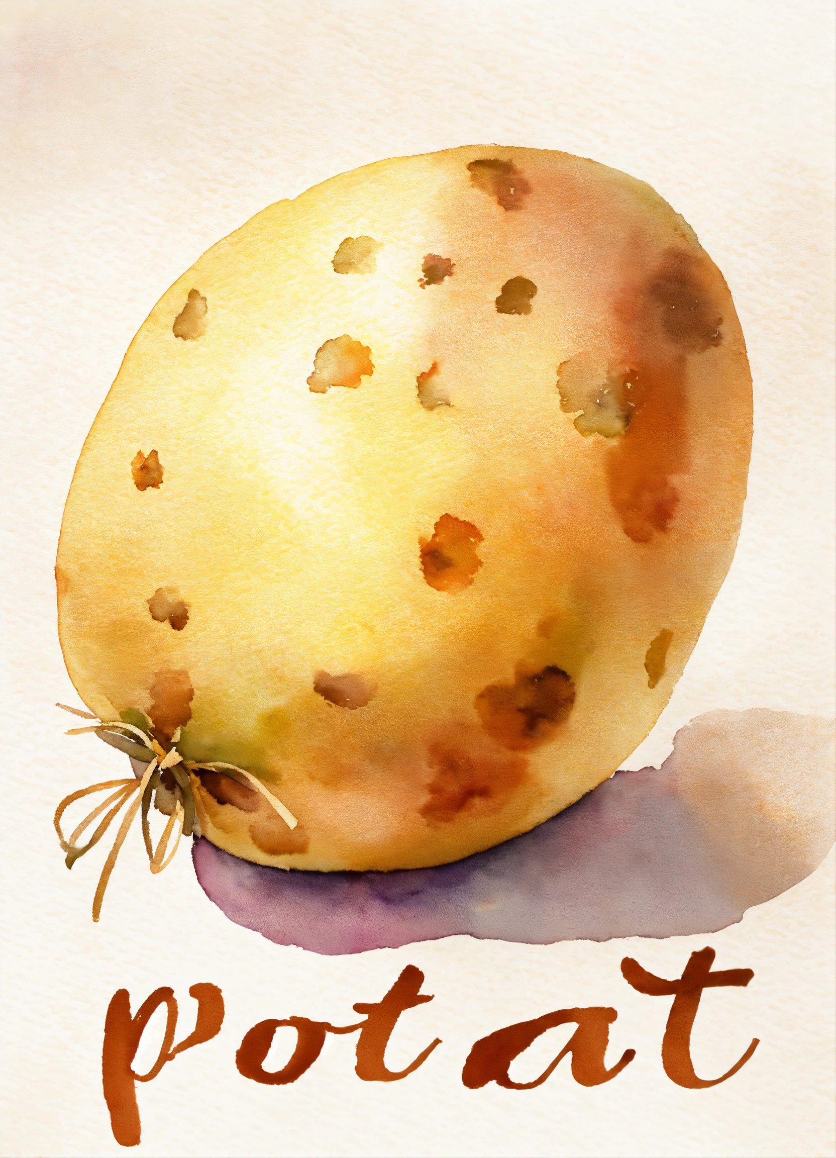 Lexica - A simple watercolor cute baby potato on its side with text ...