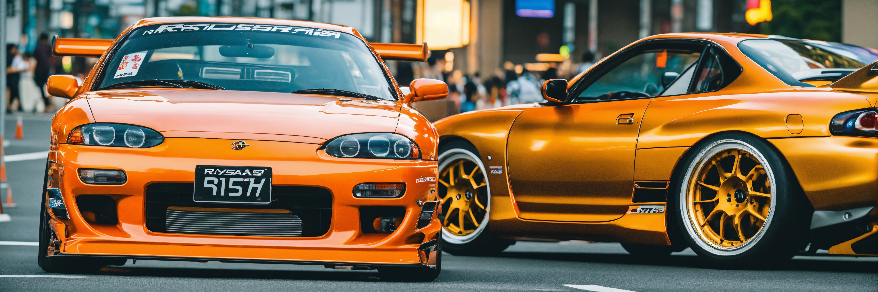 Lexica - A colorful orange Nissan Silvia S15 with a wide-body kit ...