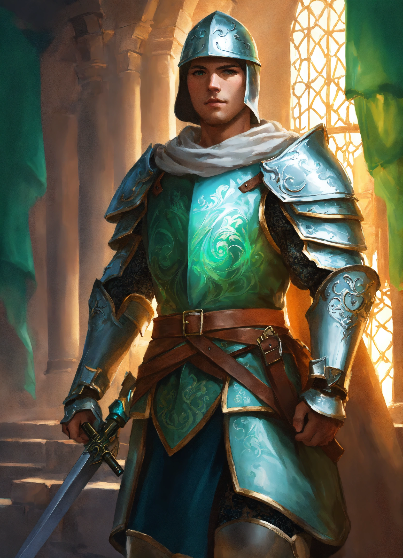Lexica - Medieval fantasy Soldier in White battle cowl and armor ...