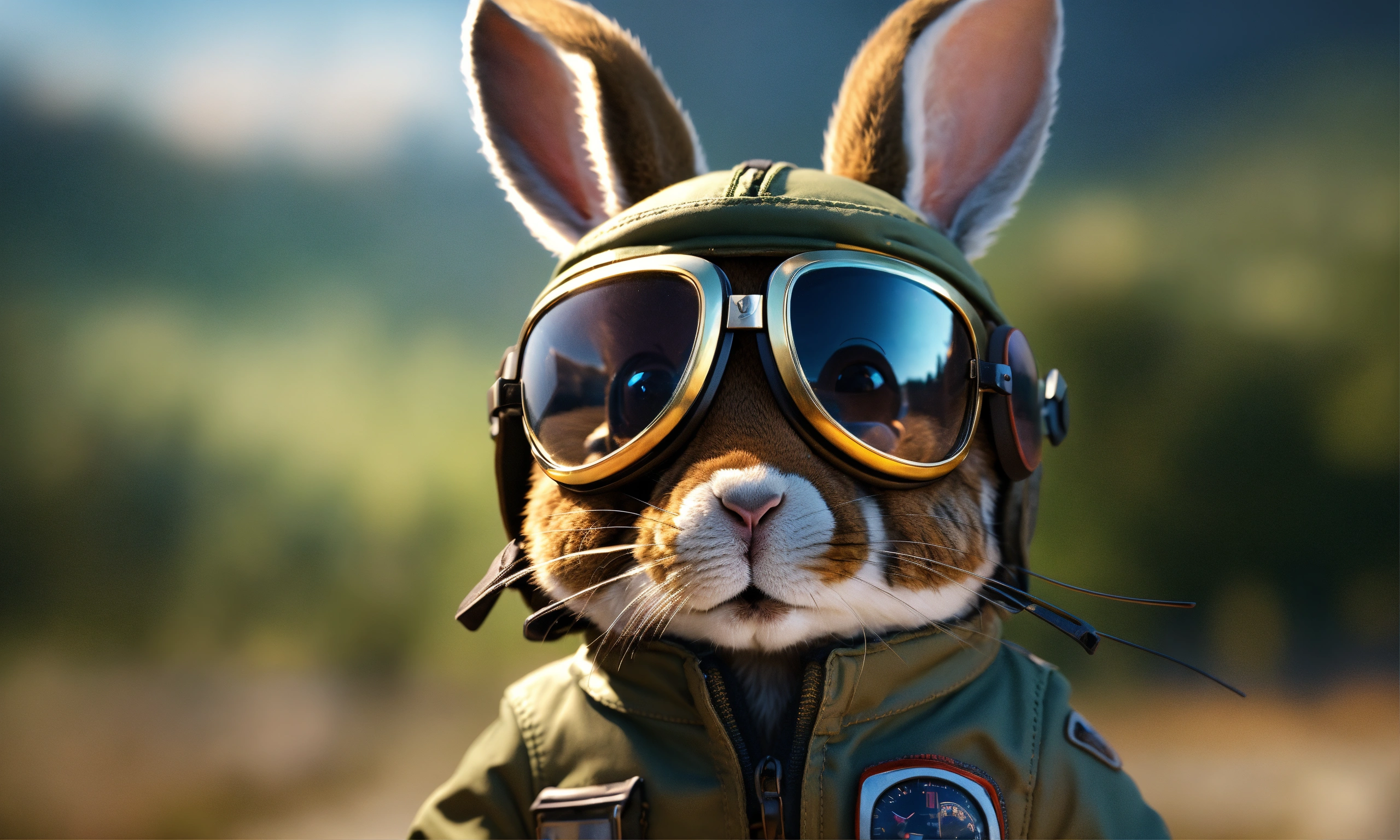 Lexica - A cute rabbit pilot wearing aviator goggles, unreal engine ...