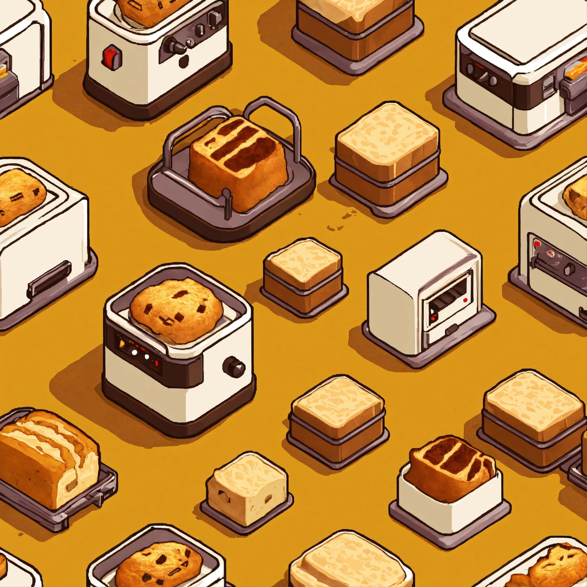 Lexica - Smiling bread toaster enemy. isometric. simple pixel art.