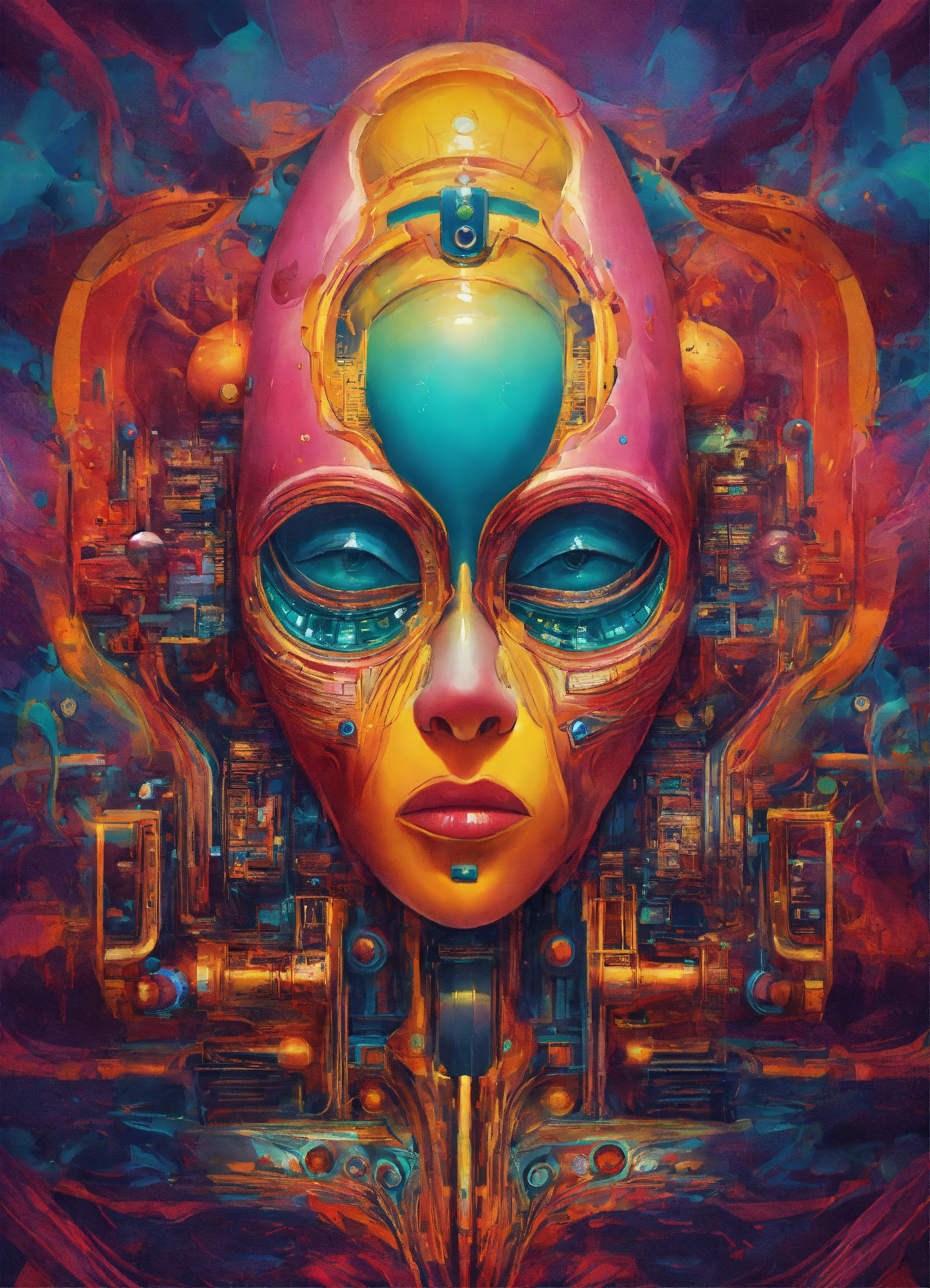 Lexica - Abstract art of an alien face with psy elements