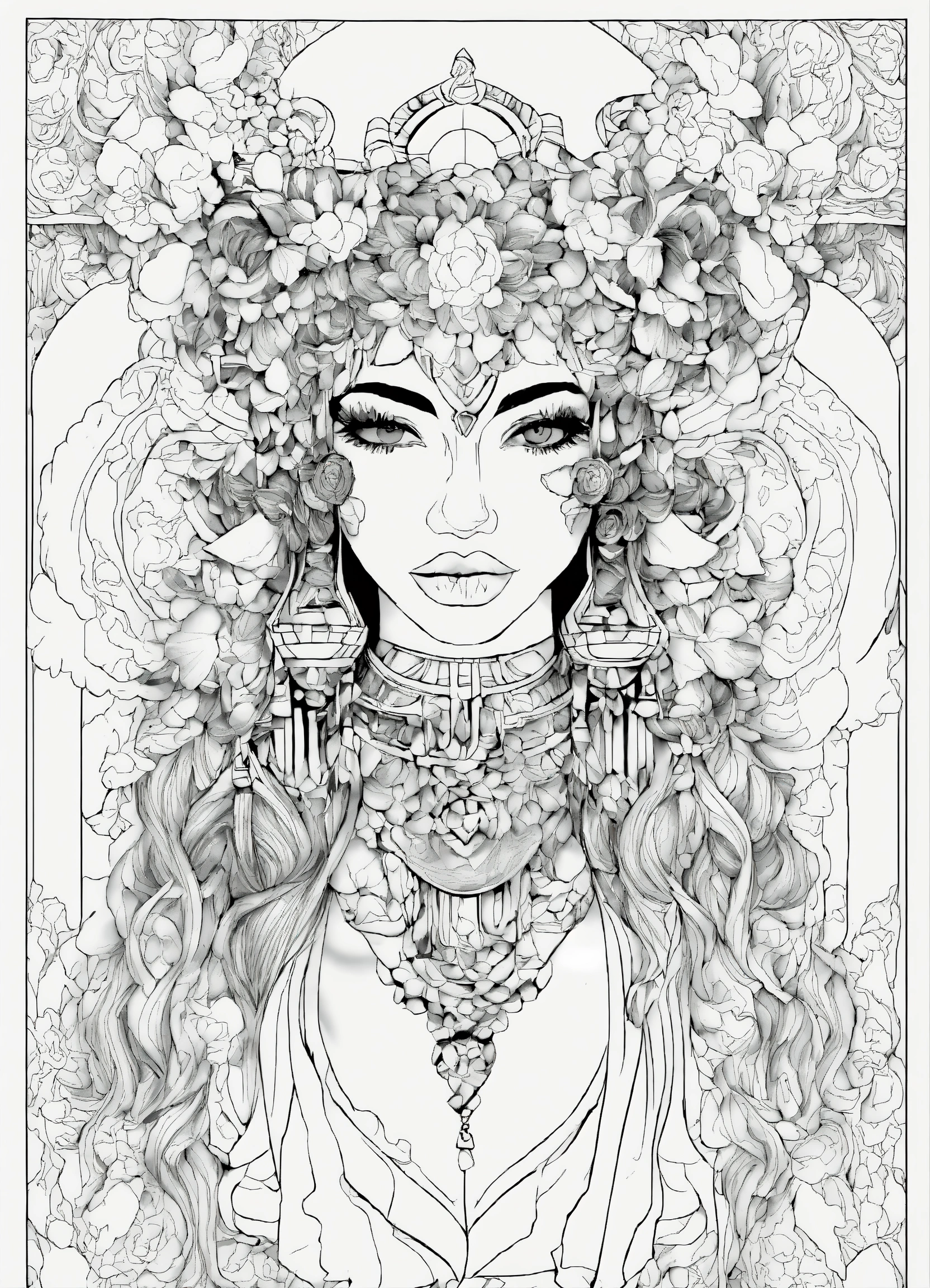 Lexica - B/w outline art for coloring book page, unique tattoo design ...