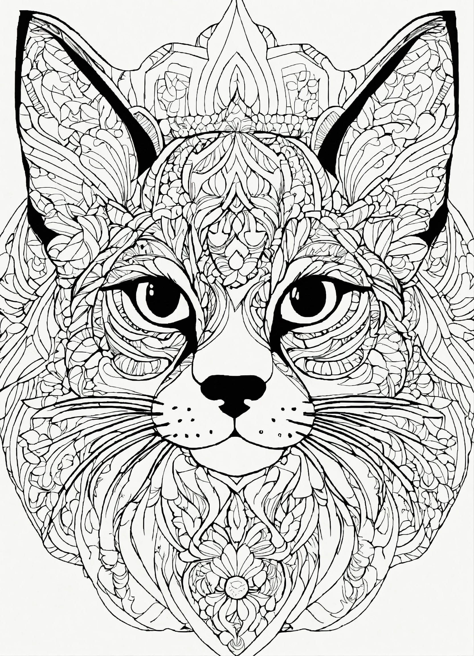 Lexica - Coloring page for adults, bold lines, dark lines, mandala ...