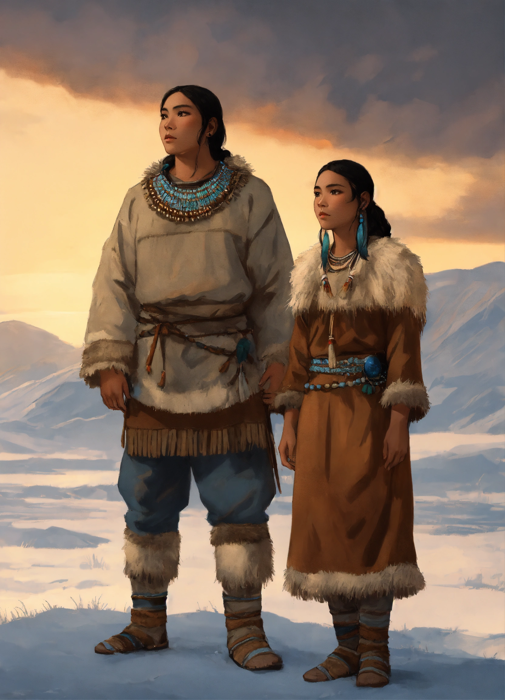 Lexica - Full body Illustration of an inuit woman, young, 18 years old ...