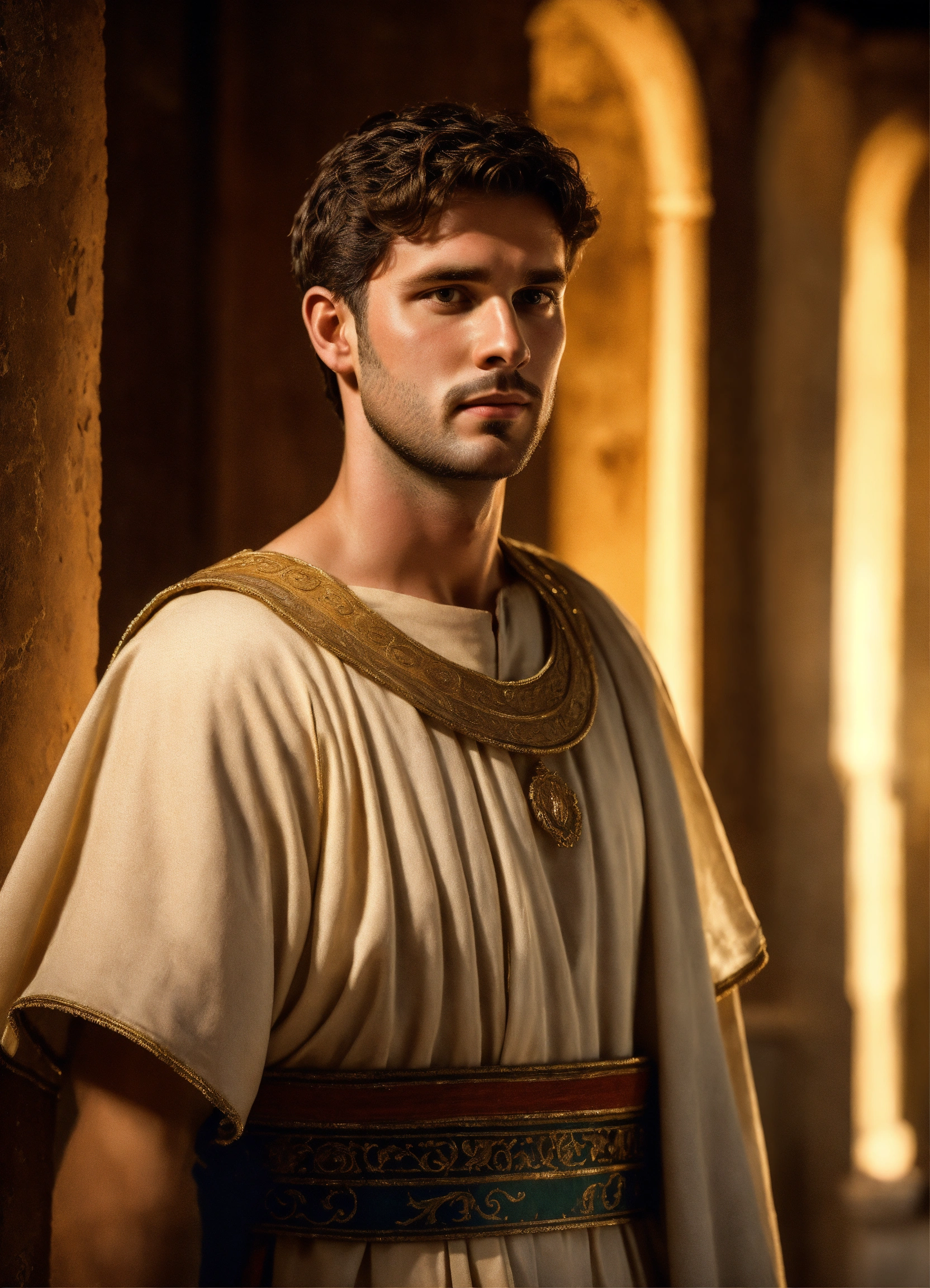 Lexica - A young rich noble handsome roman man wearing roman clothes ...